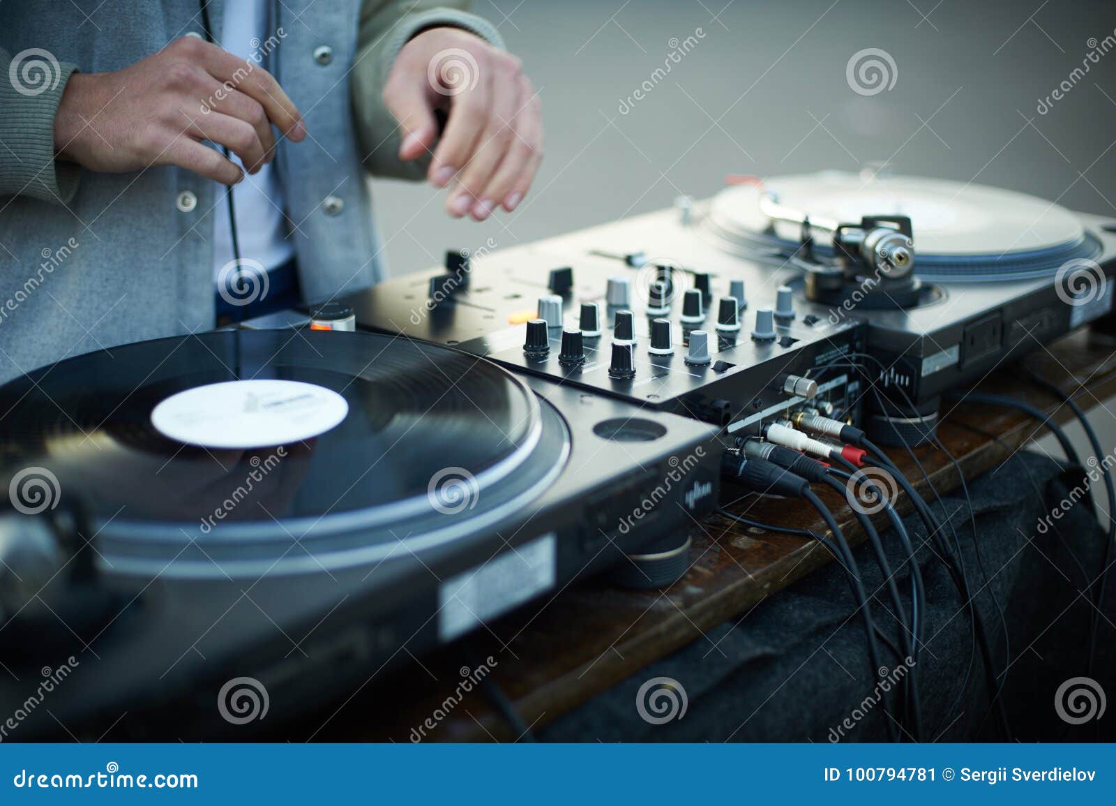 Turntable, Hand of Dj on the Vinyl Record Stock Image - Image of deck ...