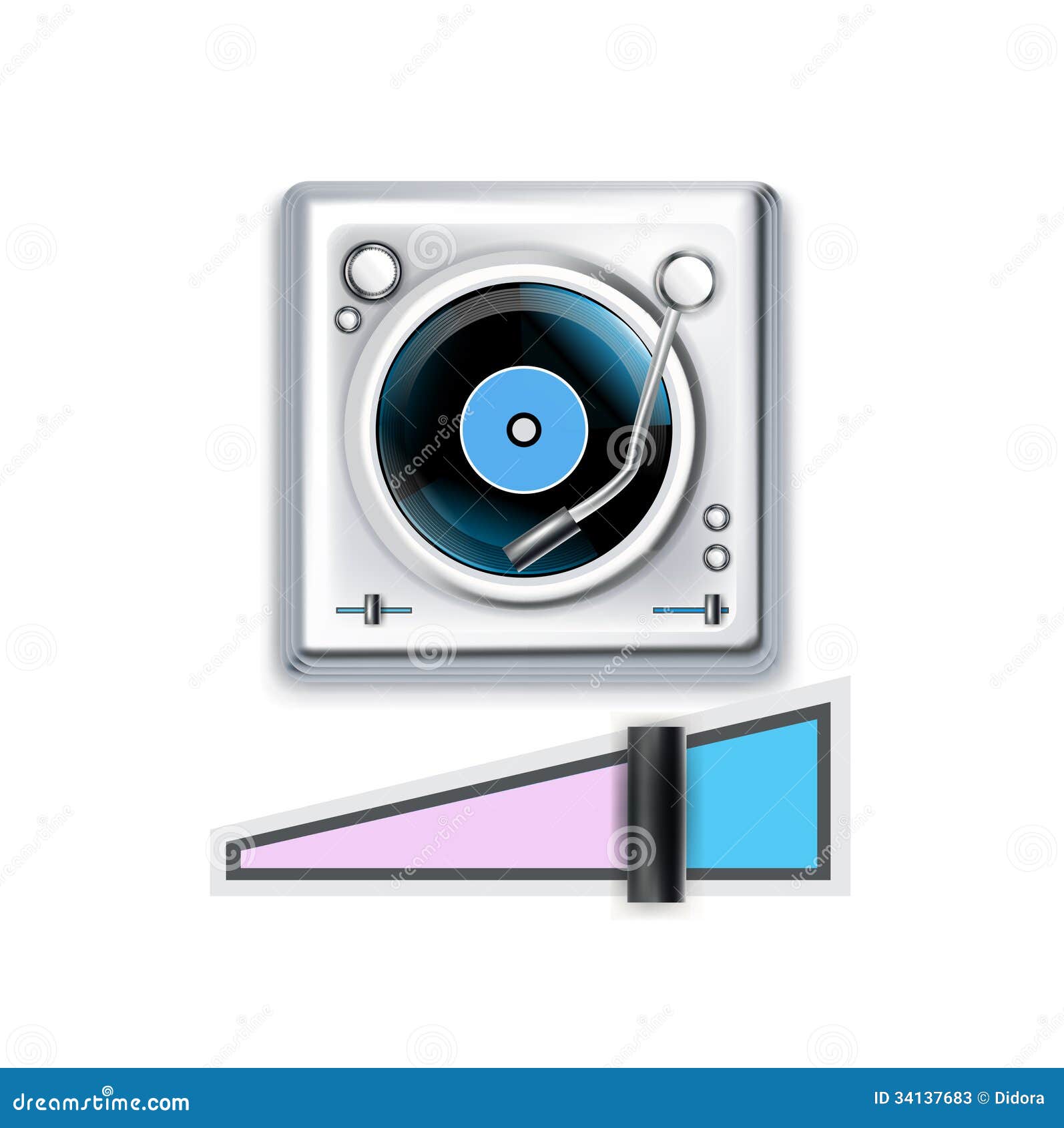Turntable Icon with Volume Sign Isolated Stock Illustration ...