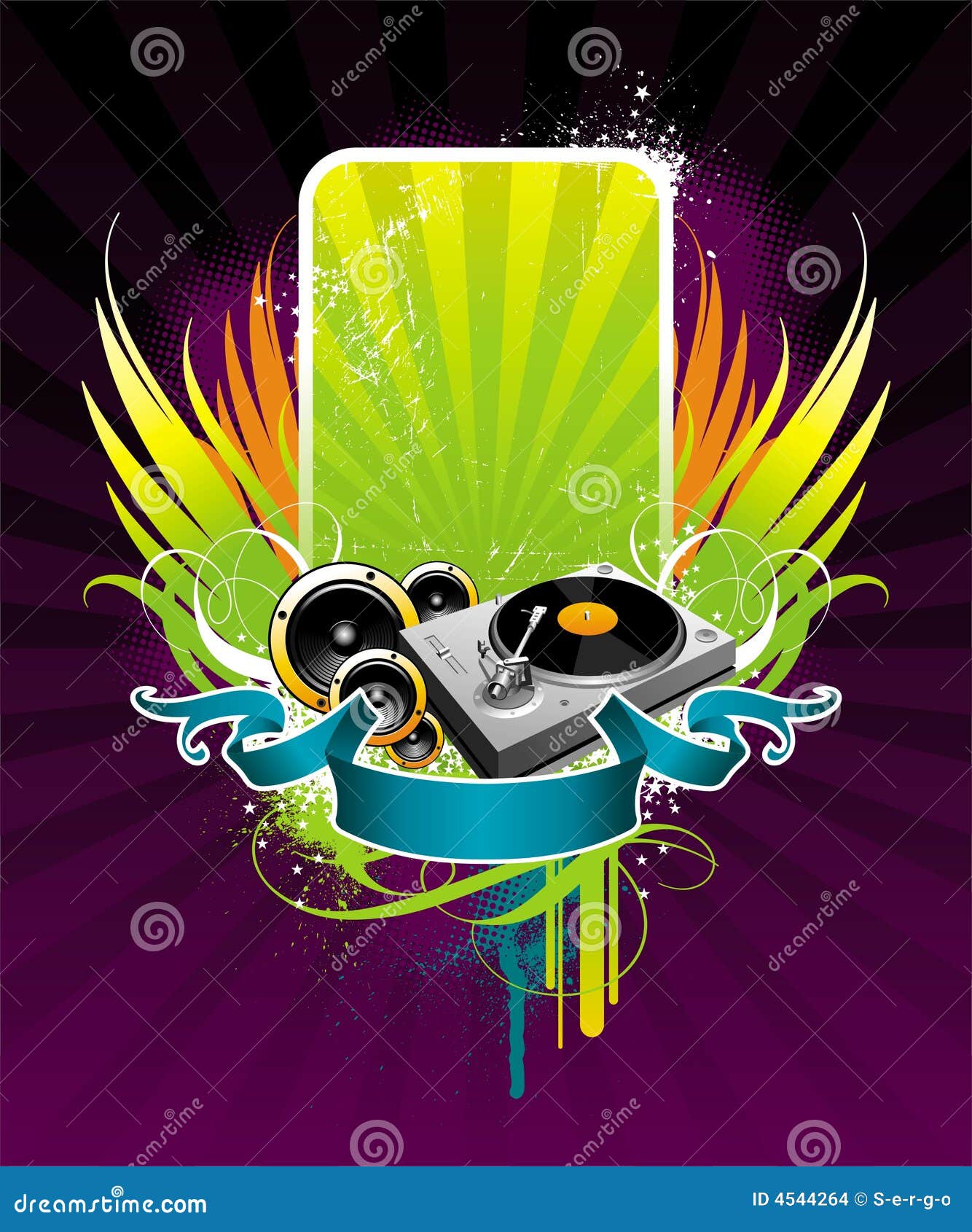 Turntable, Loudspeakers & Banner Stock Vector - Illustration of play ...