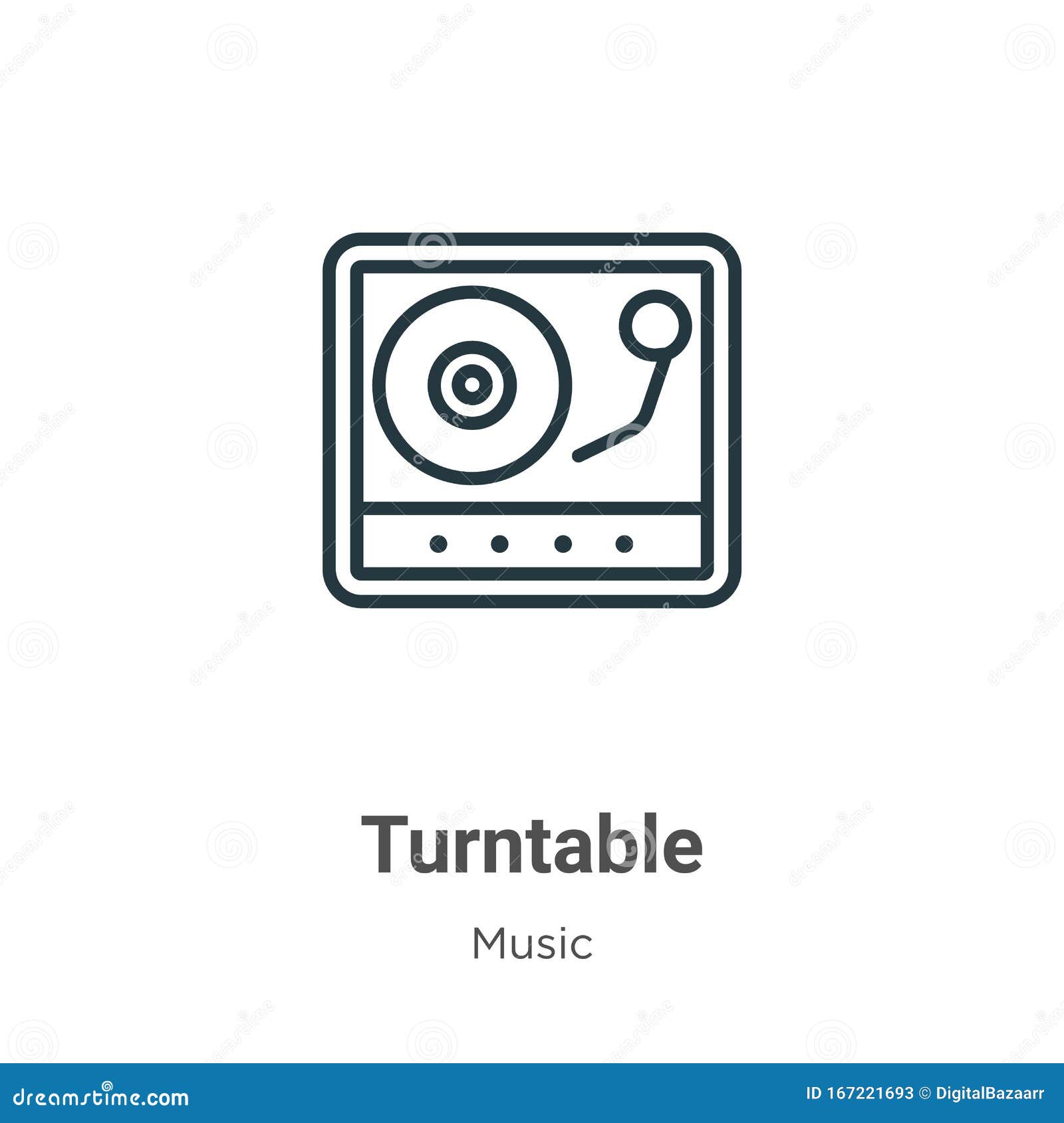 Turntable Outline Vector Icon. Thin Line Black Turntable Icon, Flat ...