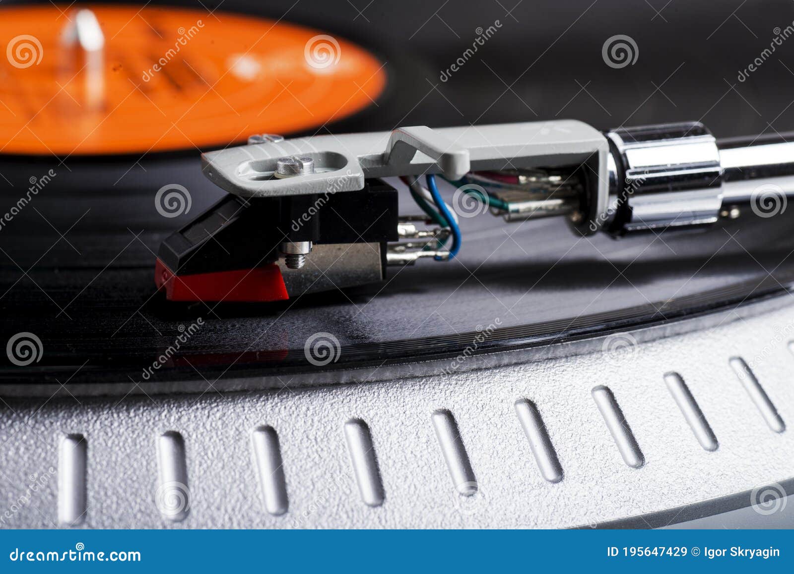 Turntable pickup close up stock image. Image of needle - 195647429
