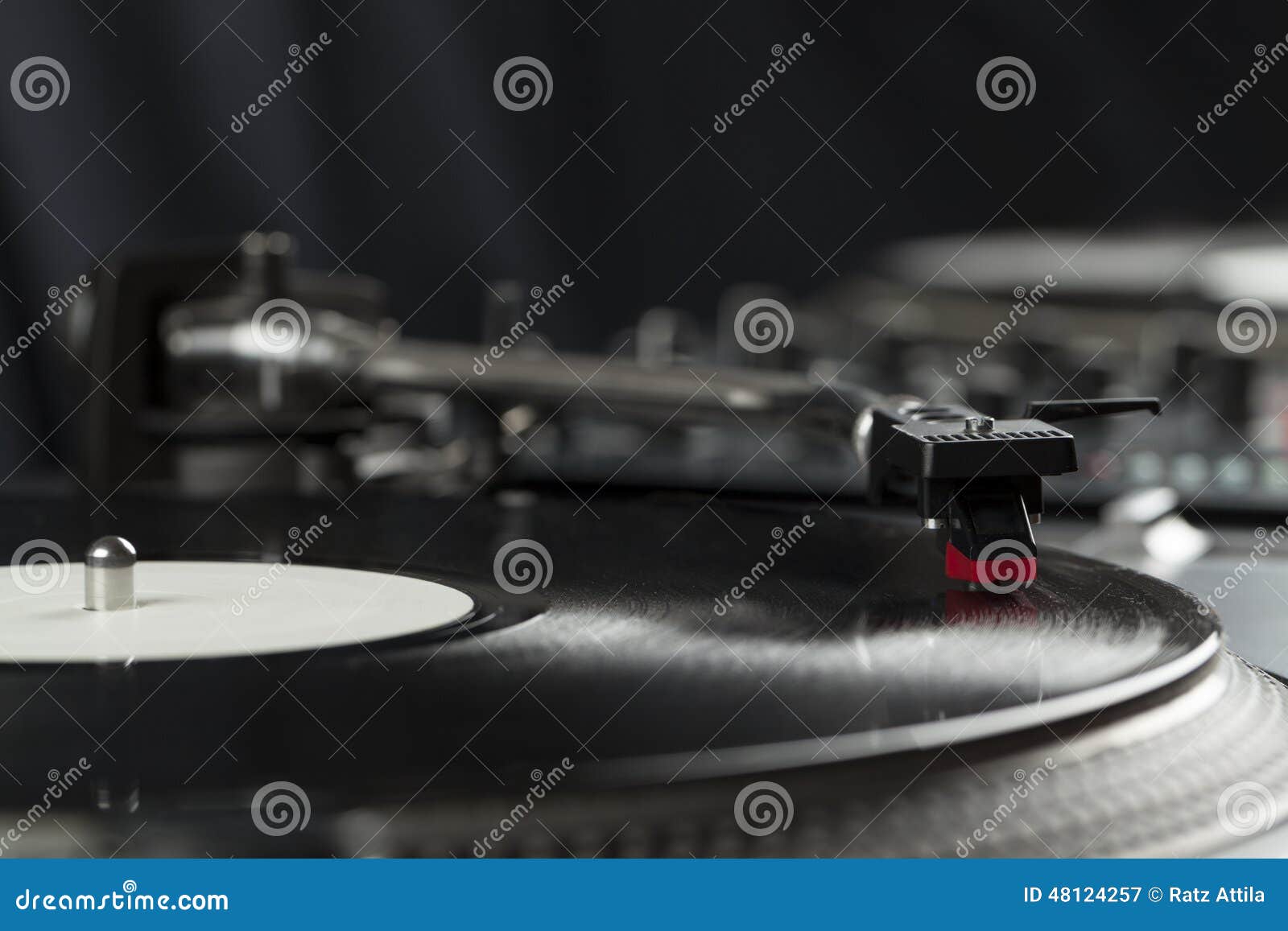Turntable Playing Vinyl Close Up with Needle on the Record Stock Image ...