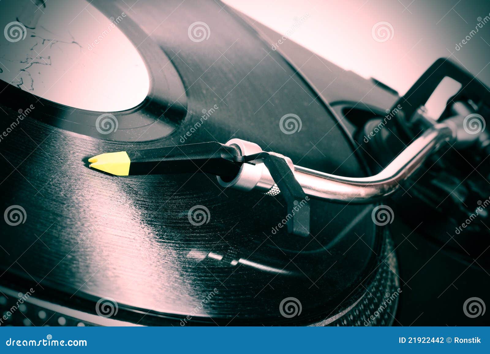 Turntable Playing Vinyl Record Stock Photo - Image of disco, pitch ...