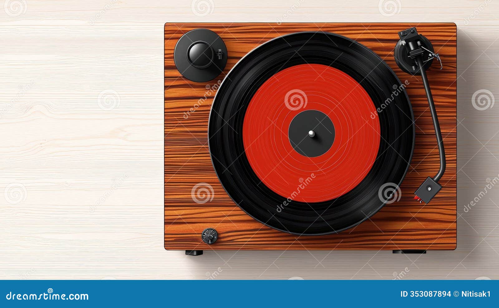 Turntable with Red Vinyl Record Top View Stock Illustration ...
