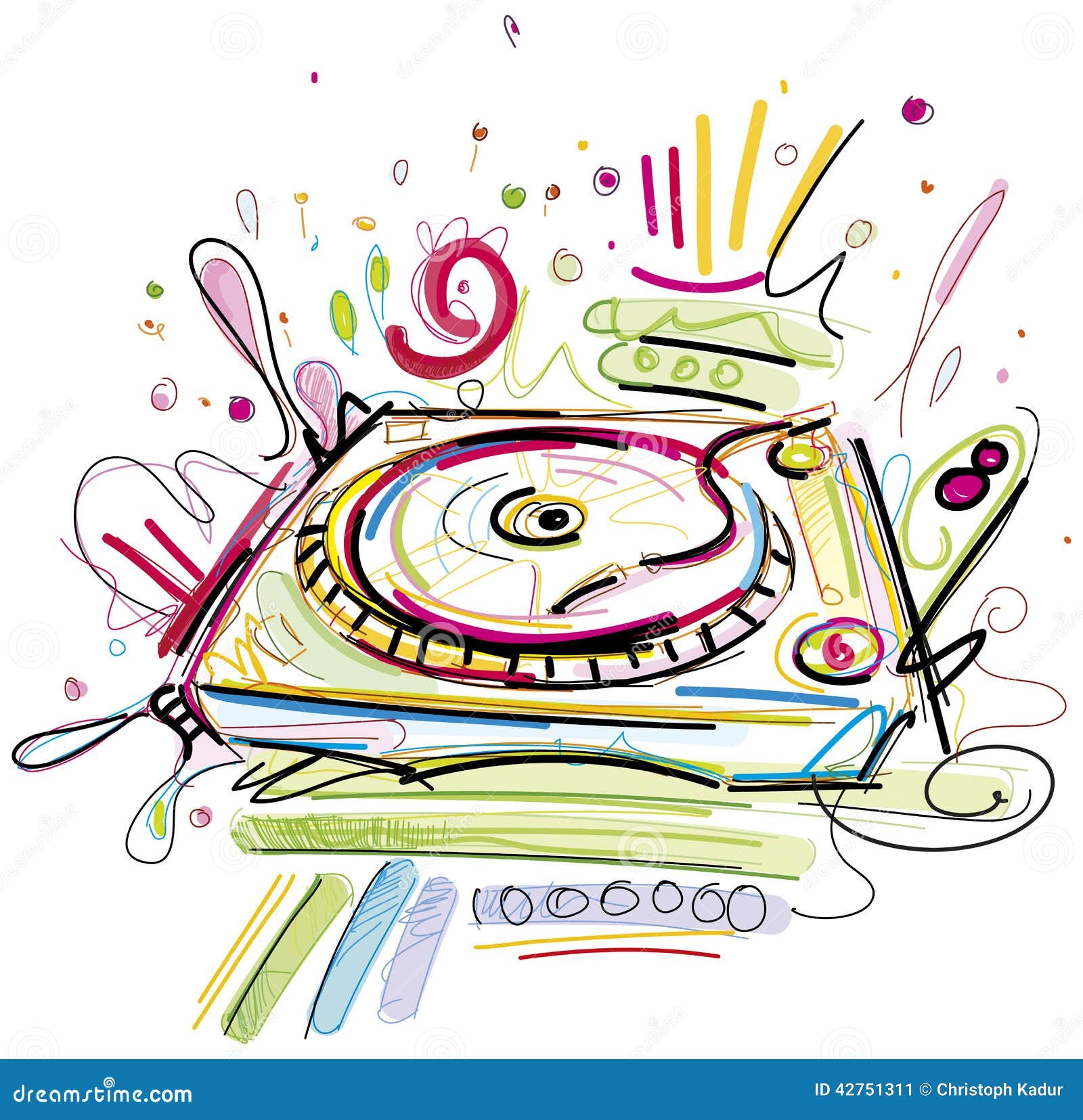 Turntable Sketch stock illustration. Illustration of sketchy - 42751311