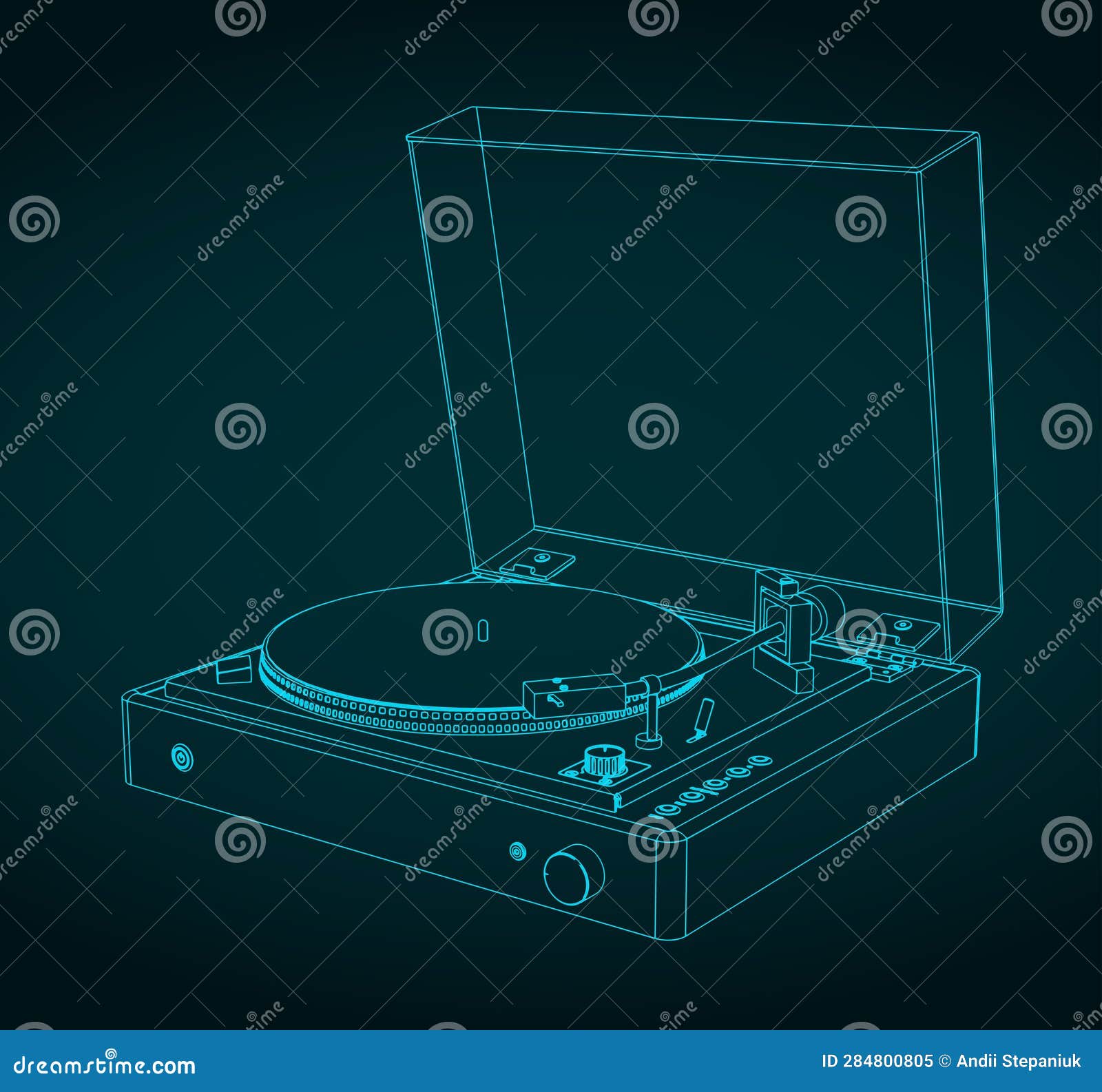 Turntable sketch stock vector. Illustration of equipment - 284800805