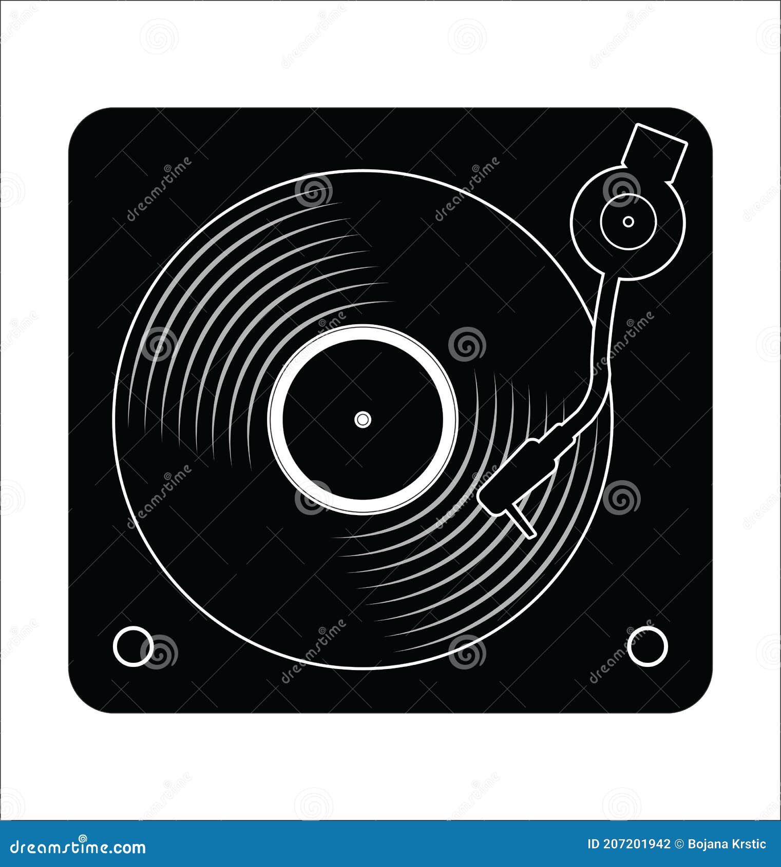 Turntable and Vinyl Record Disc Flat Simple Design Stock Vector ...