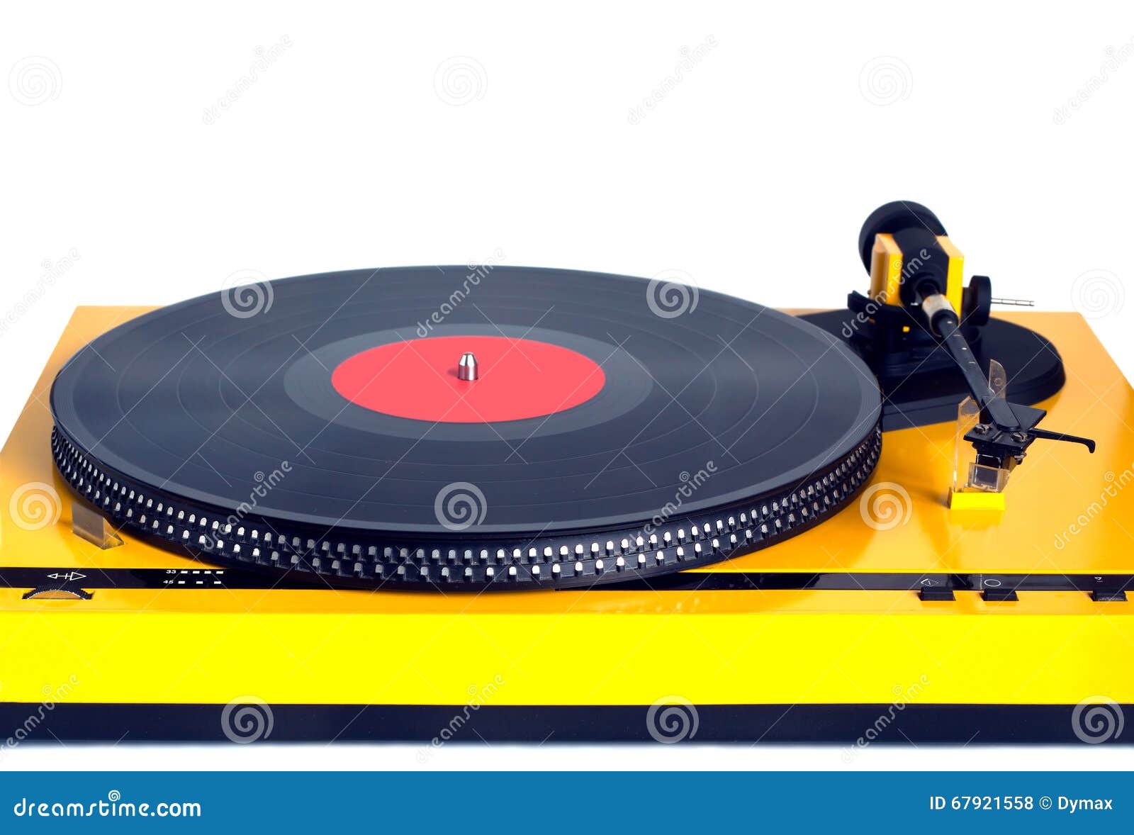 Turntable in Yellow Case Front View Isolated Stock Photo - Image of ...