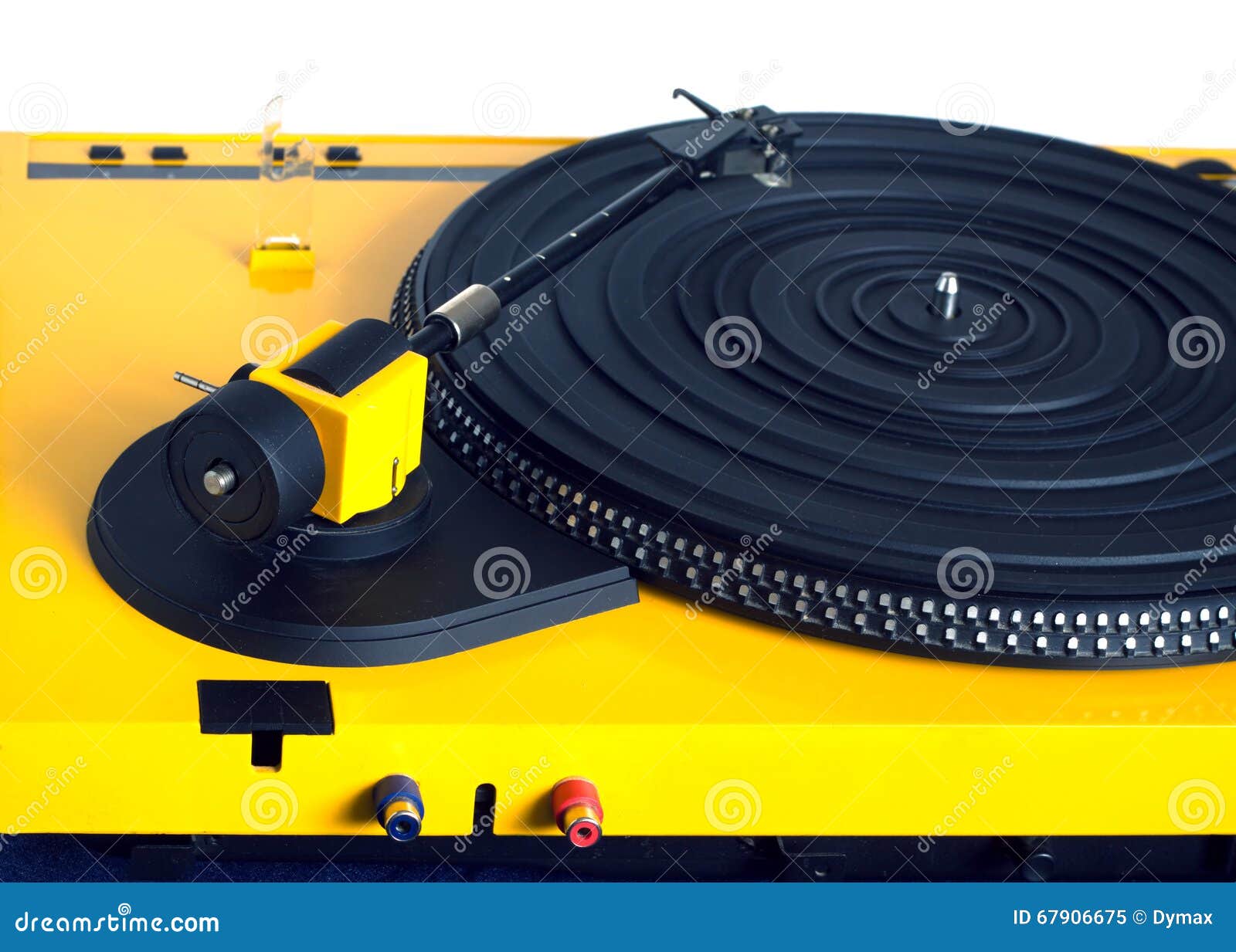 Turntable in Yellow Case Rear View Isolated Stock Image - Image of ...