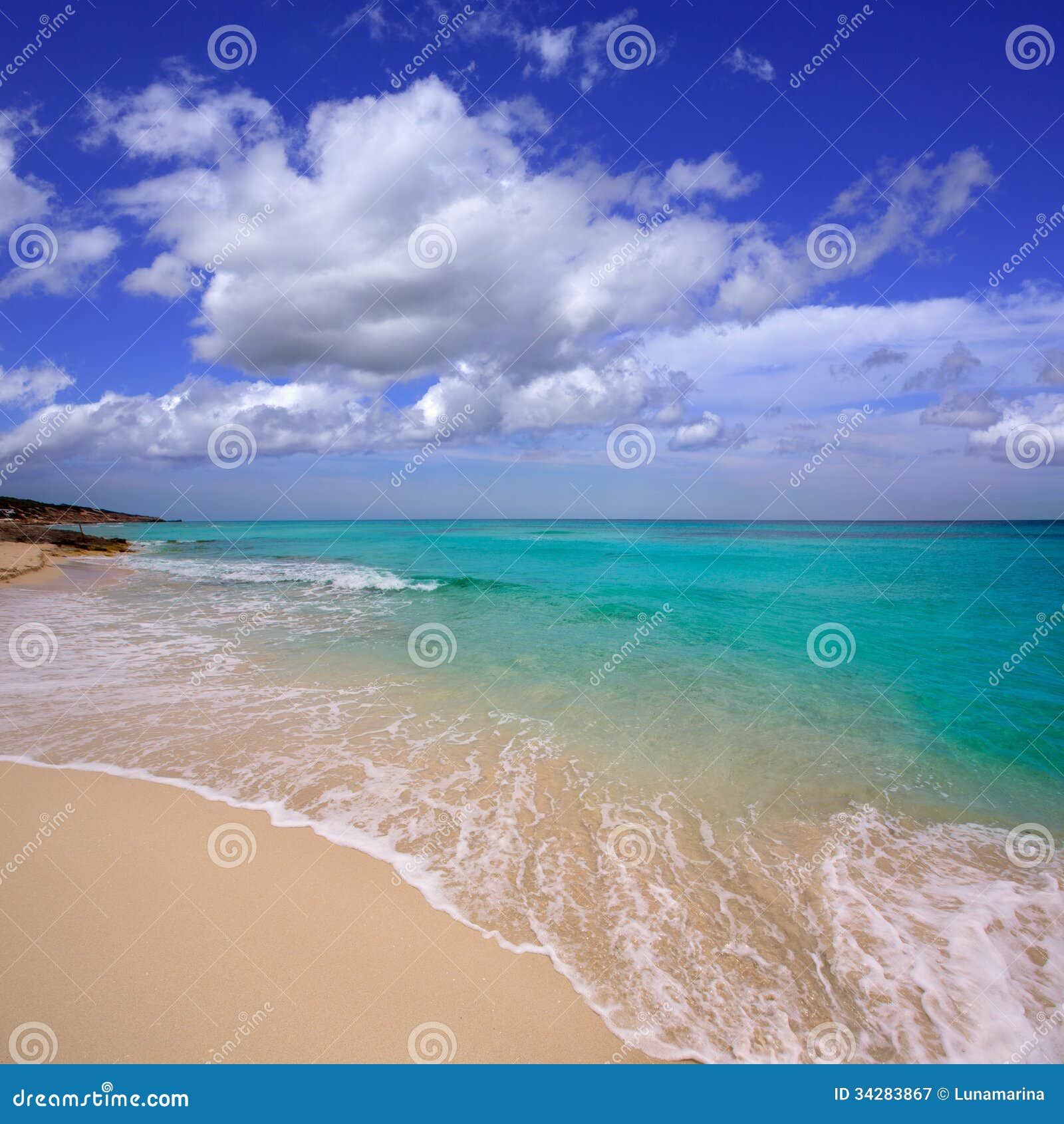 Turquesa Da Praia De Formentera Es Mitjorn Imagem de Stock - Imagem de ...