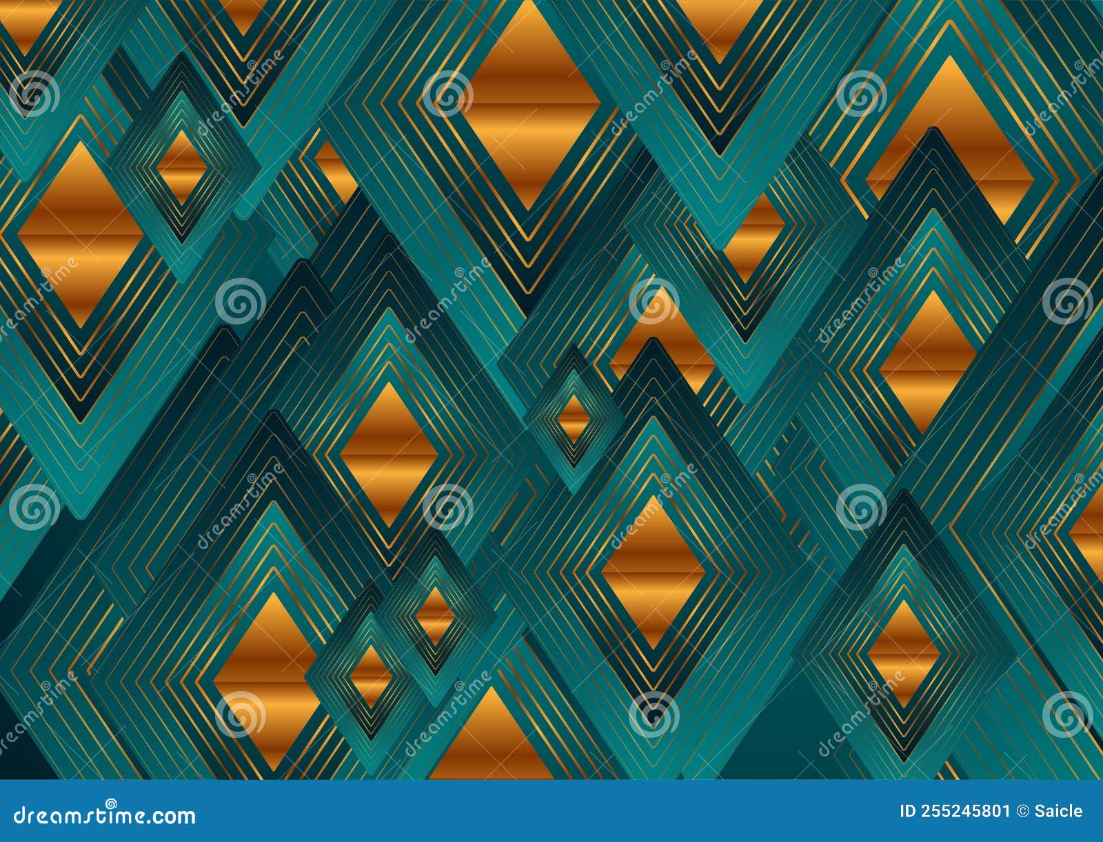 Turquoise Abstract Background with Golden Linear Pattern Stock Vector ...