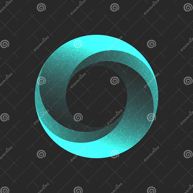 Turquoise Abstract Circular Logo, Impossible Object of the Ring Shape ...