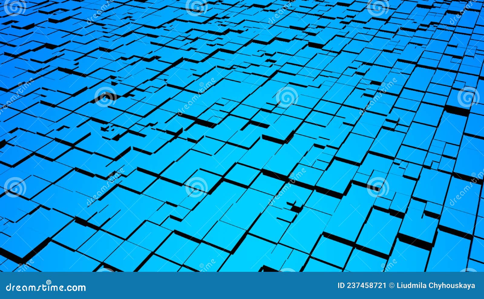 Turquoise Abstraction with Moving Square Elements, Cool Light and ...