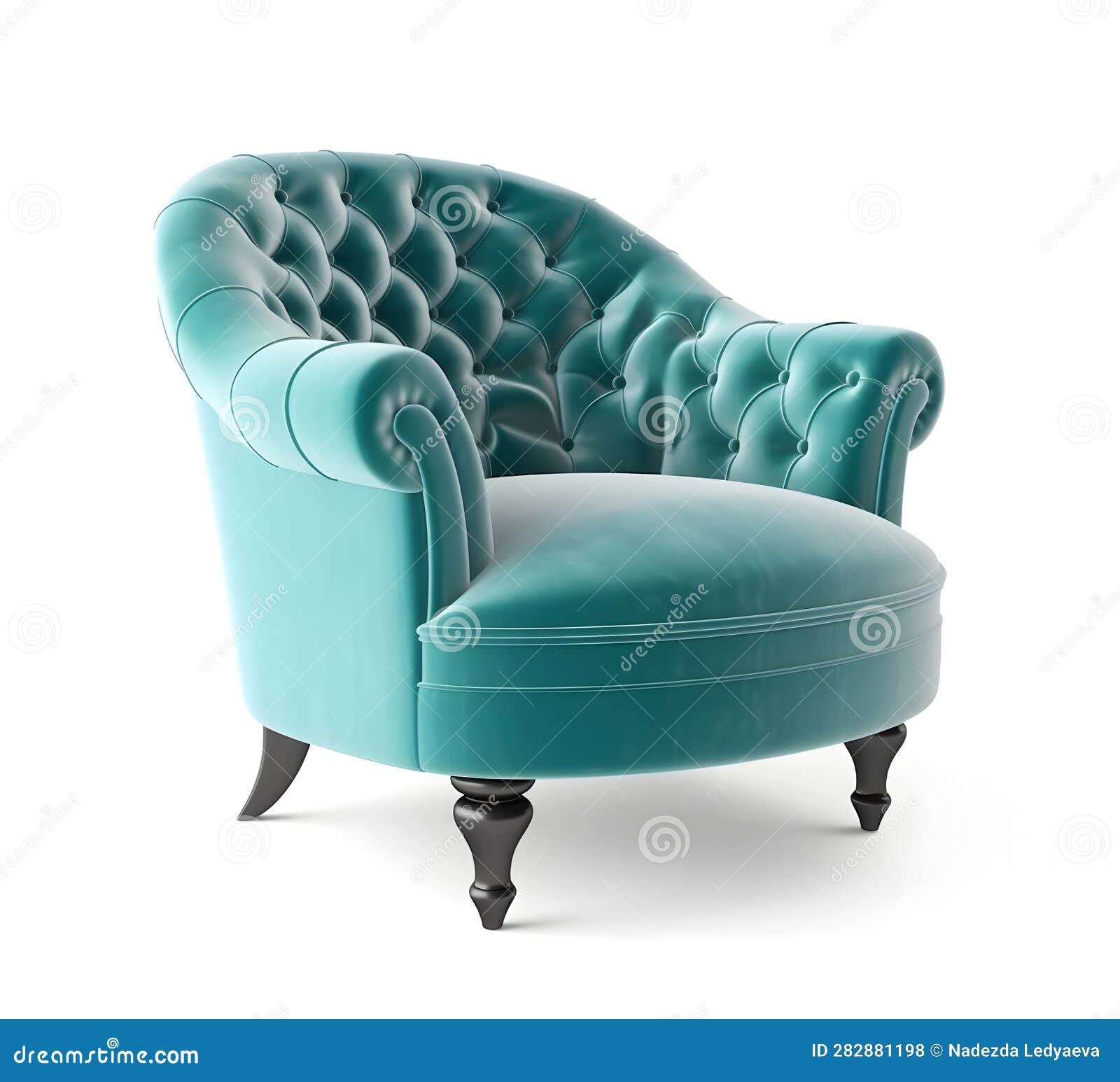 Turquoise Arm Chair Isolated on White Background. Stock Illustration ...