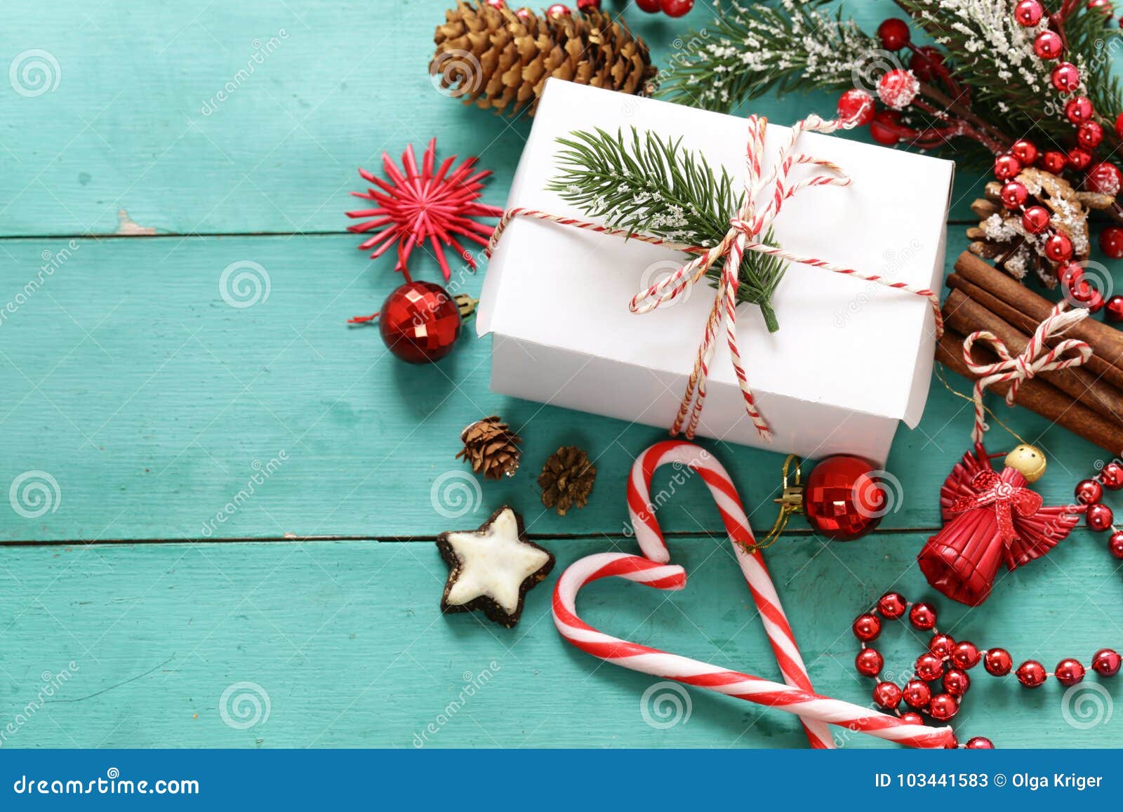 Turquoise Background with Christmas Symbols Stock Image - Image of ...