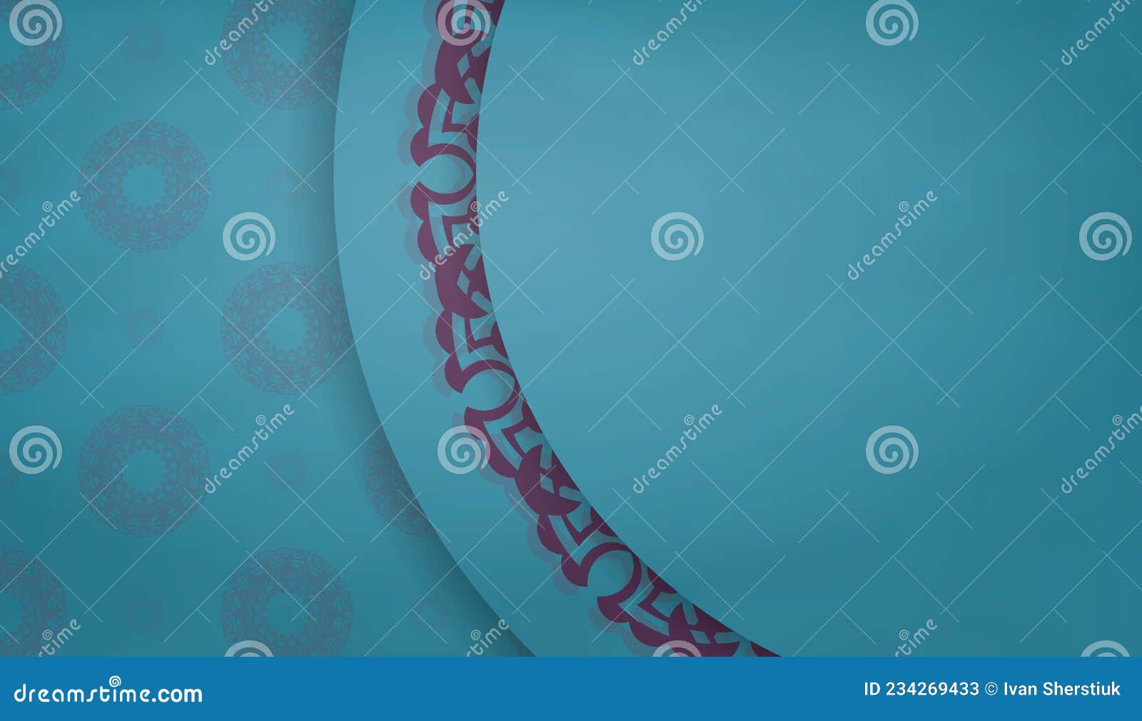 Turquoise Background with Indian Purple Pattern and Space for Your Logo ...