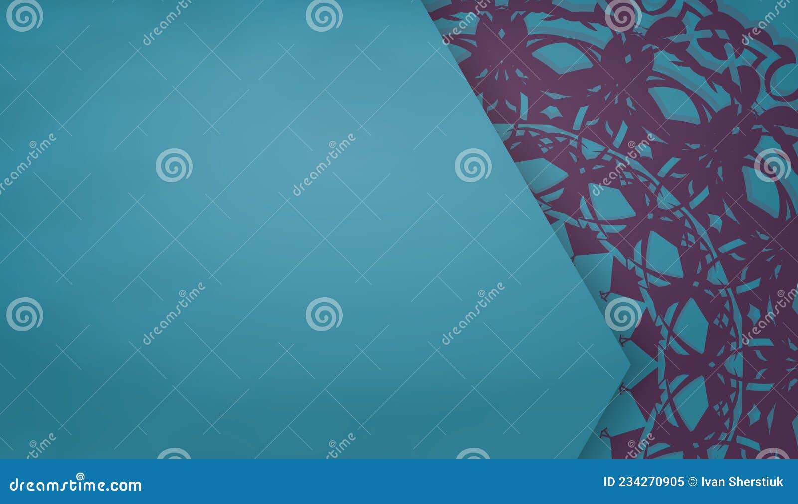 Turquoise Background with Vintage Purple Pattern and Space for Your ...