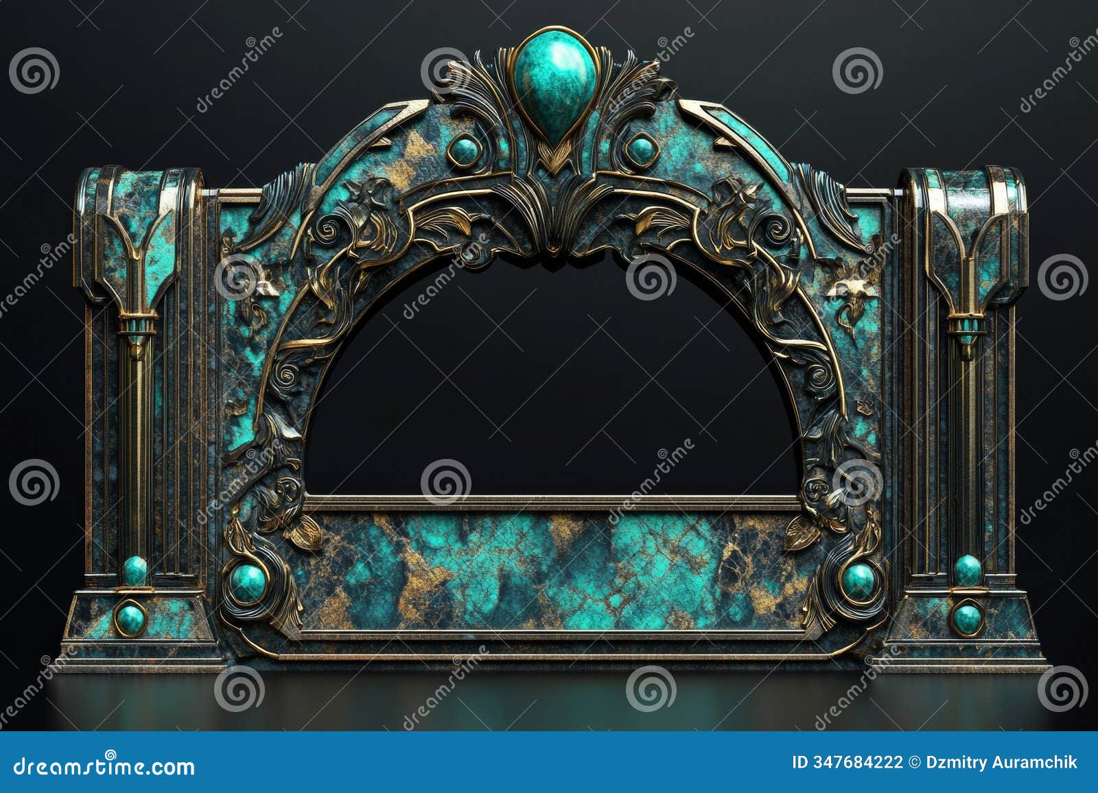Turquoise Backgrounds in Renaissance-inspired Mosaic Border Art. Stock ...