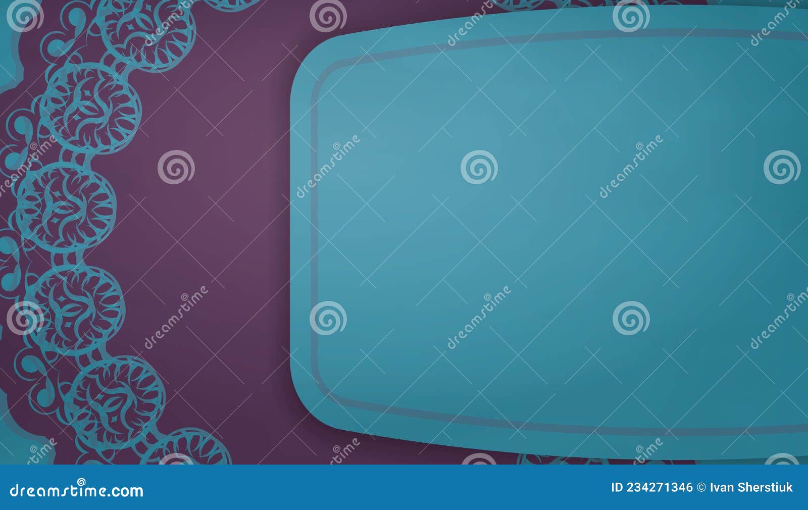 Turquoise Banner Template with Abstract Purple Pattern and Logo Space ...