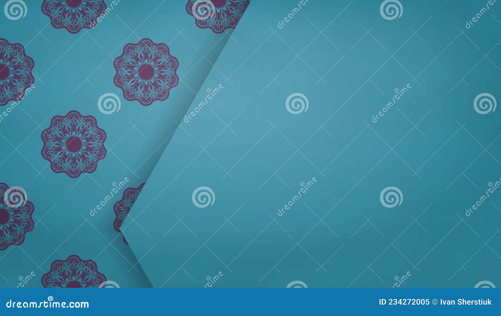 Turquoise Banner Template with Indian Purple Pattern and Space for Your ...