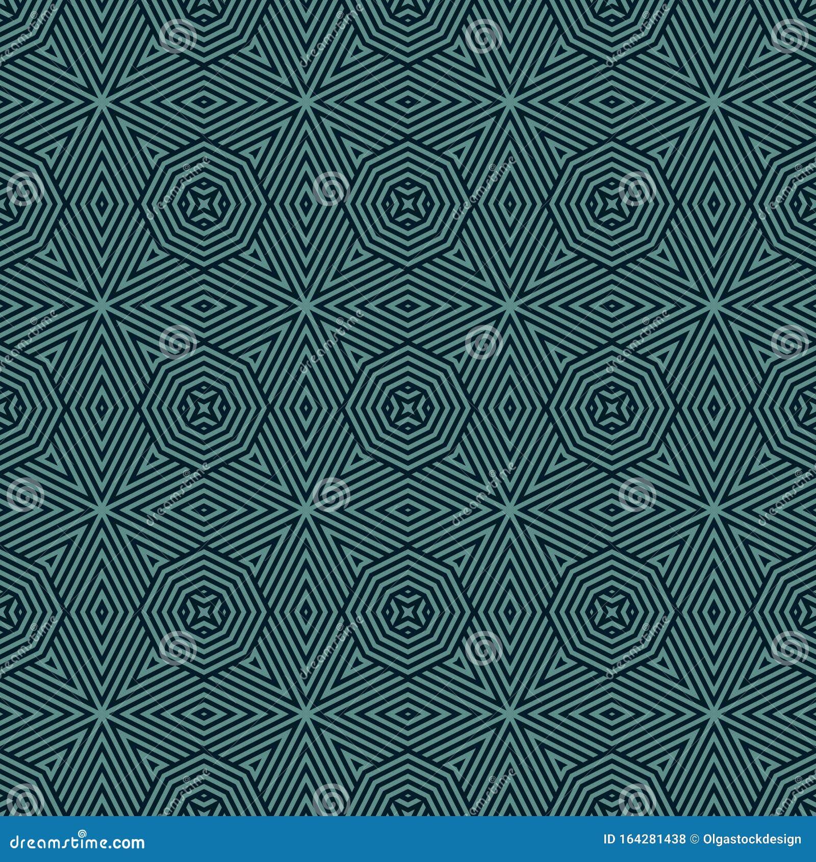 Turquoise and Black Geometric Lines Seamless Pattern. Vector Linear ...