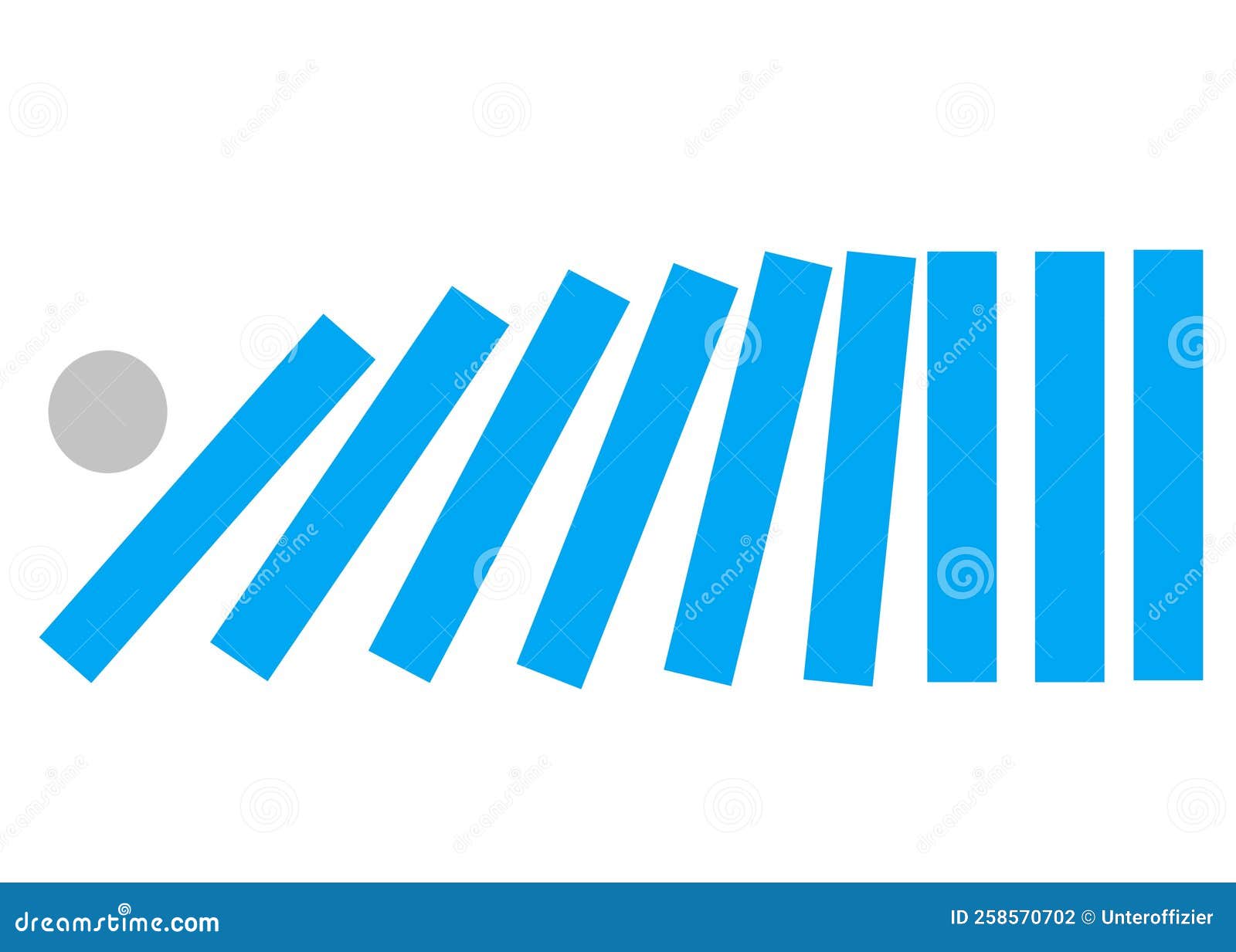 Turquoise Blue Blocks Toppled by a Light Grey Ball Illustrating the ...