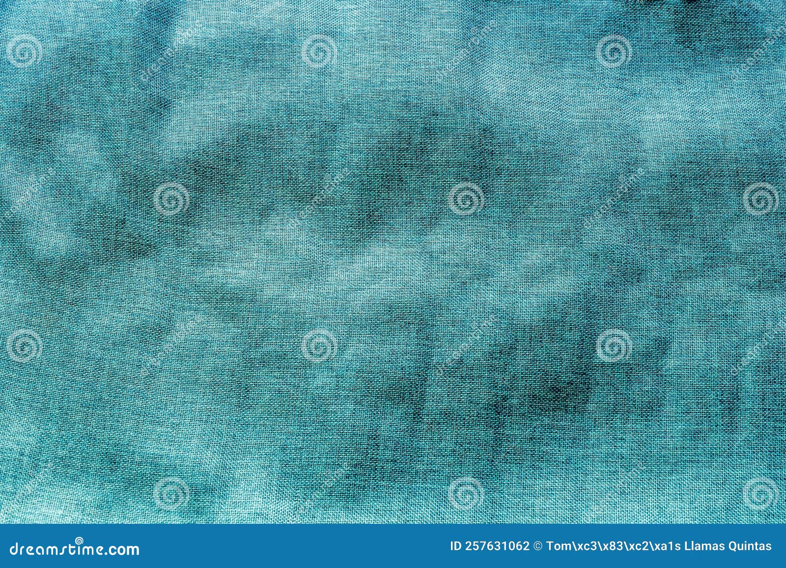 Turquoise Blue Fabric Background with Visible Pattern and Some Wrinkles ...