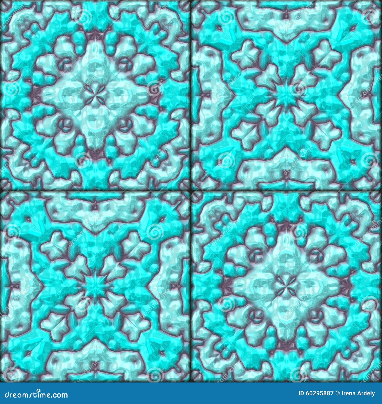 Turquoise Blue Floral Ceramic Tiles Seamless Pattern Texture Stock ...