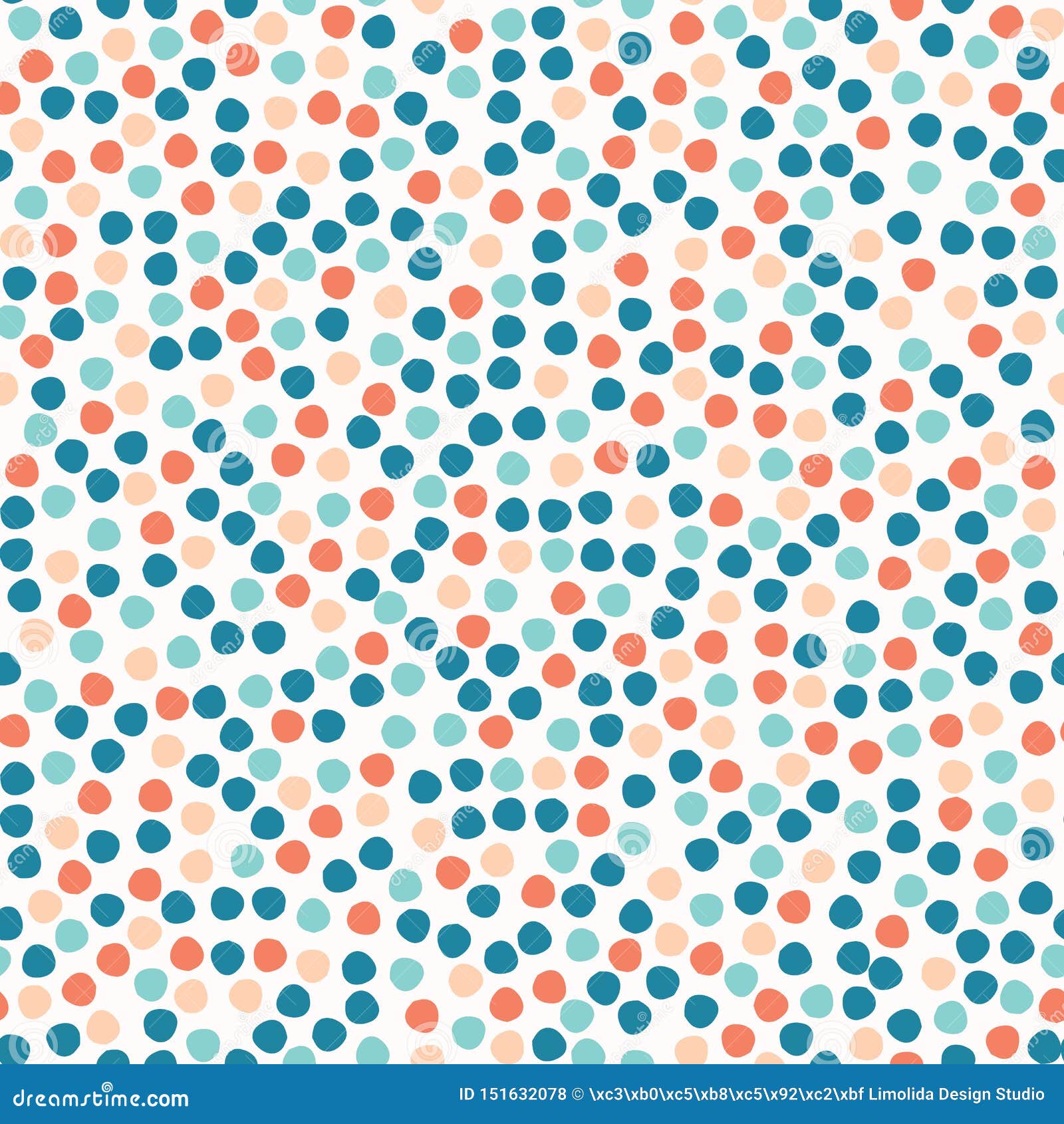Turquoise Blue Polka Dot Circles. Vector Pattern Seamless Background ...