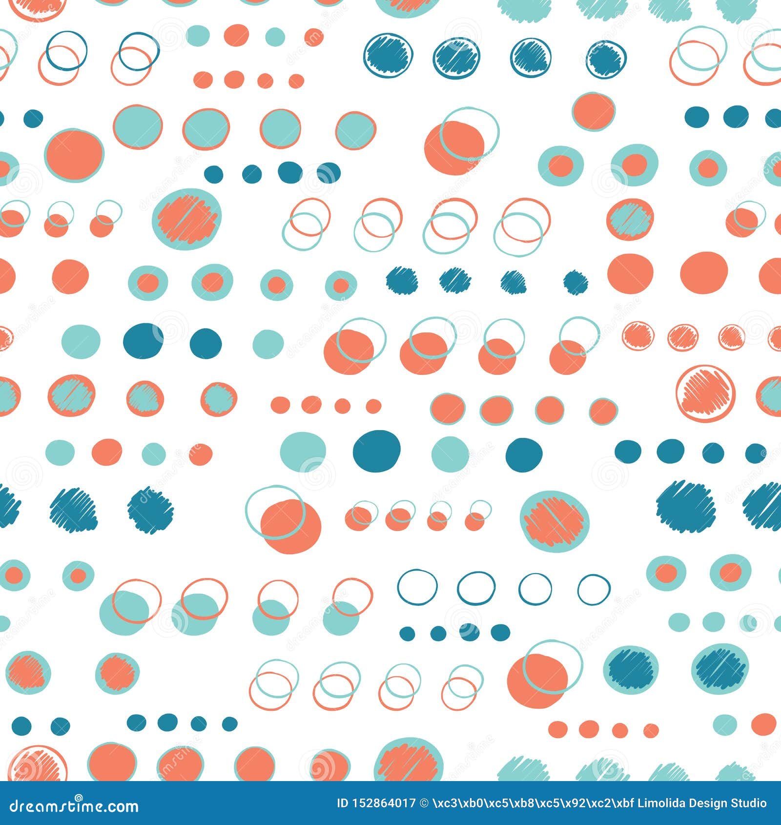 Turquoise Blue Polka Dot Circles. Vector Pattern Seamless Background ...