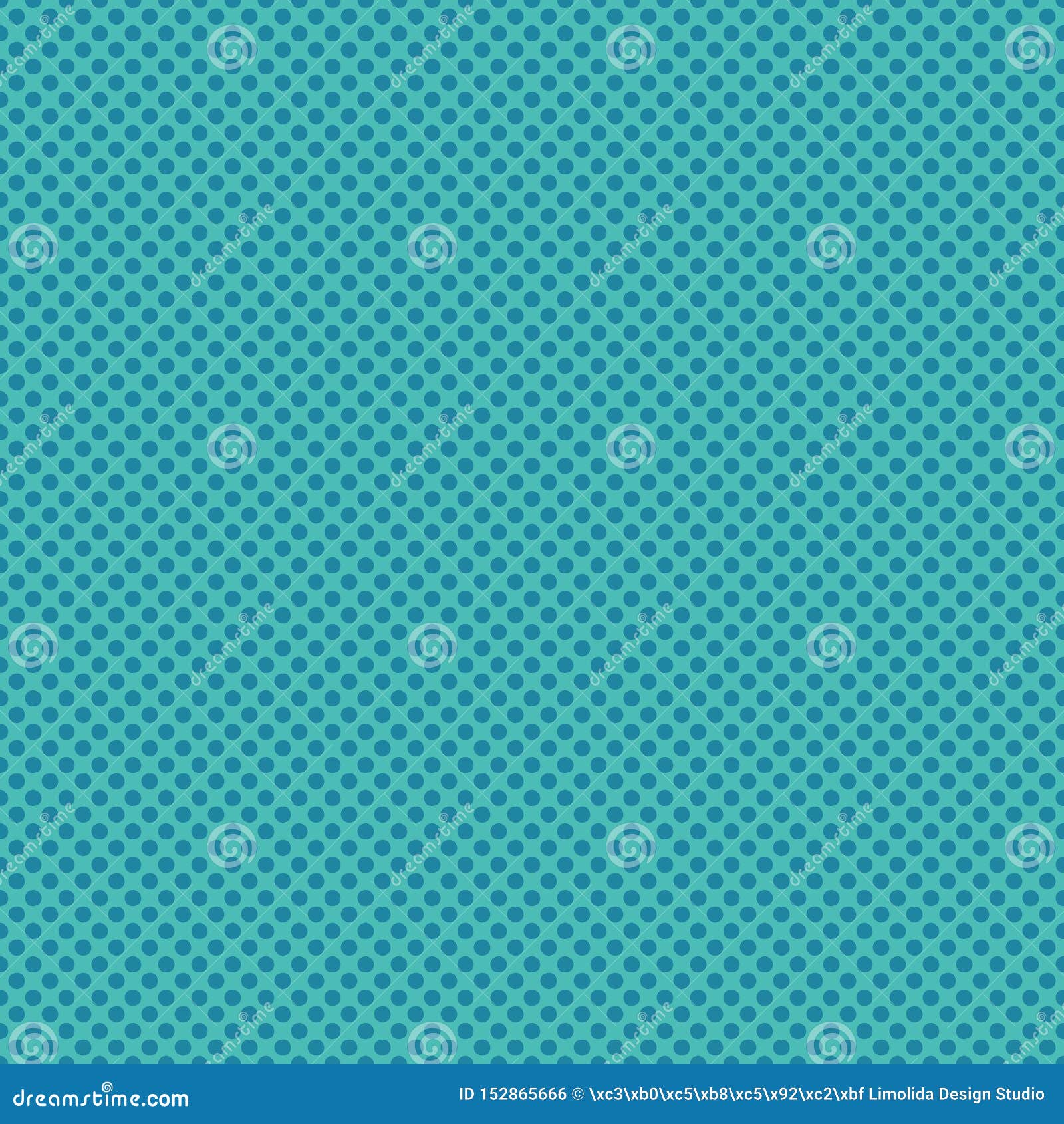 Turquoise Blue Polka Dot Circles. Vector Pattern Seamless Background ...