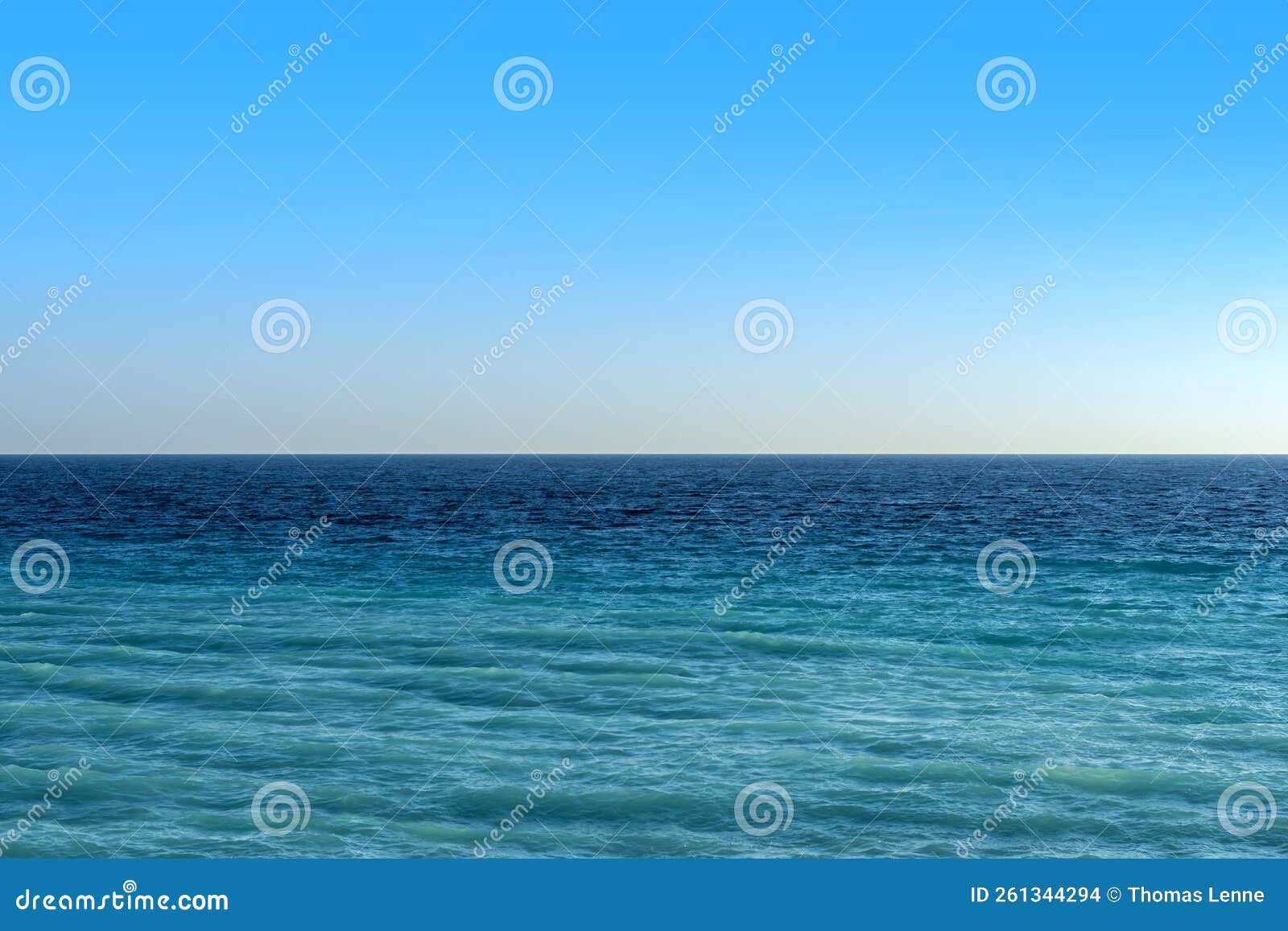 Turquoise Blue Sea and Gradient Light Blue Sky Stock Photo - Image of ...