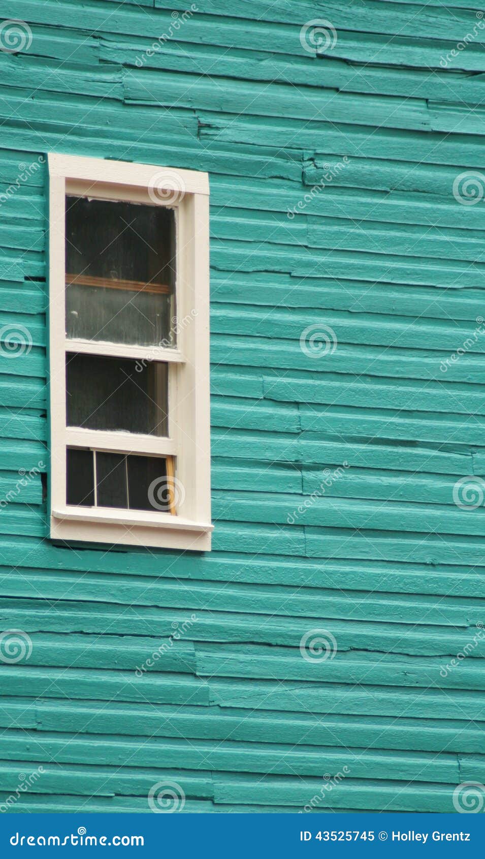 Turquoise Blue Siding with Stark White Window Stock Image - Image of ...