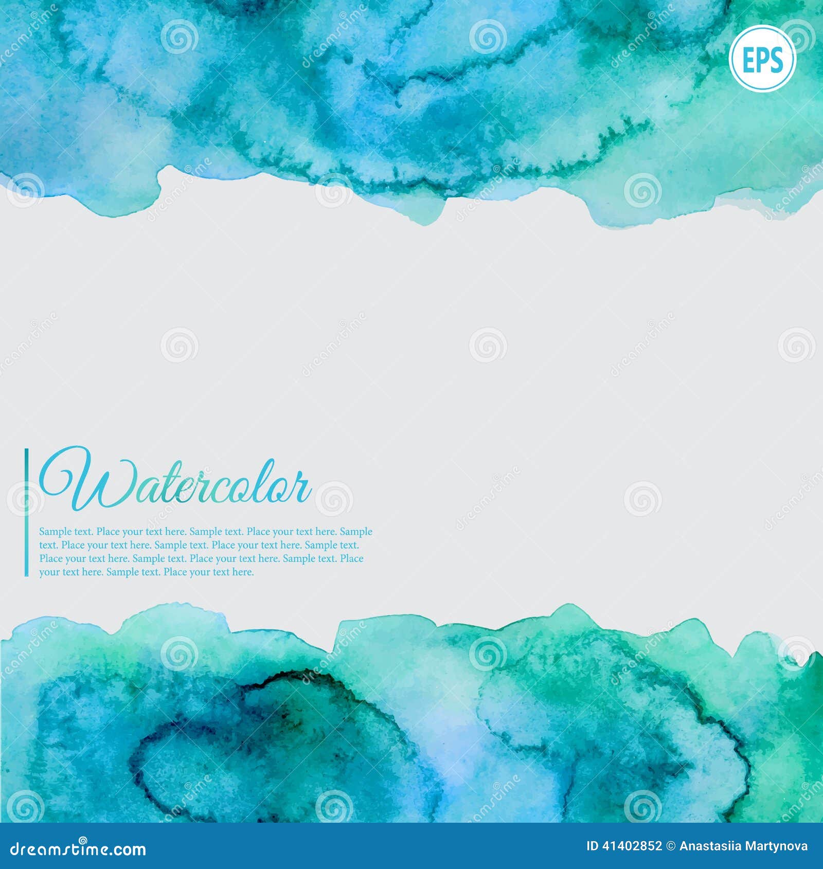 Turquoise and Blue Watercolor Abstract Frame Stock Vector ...
