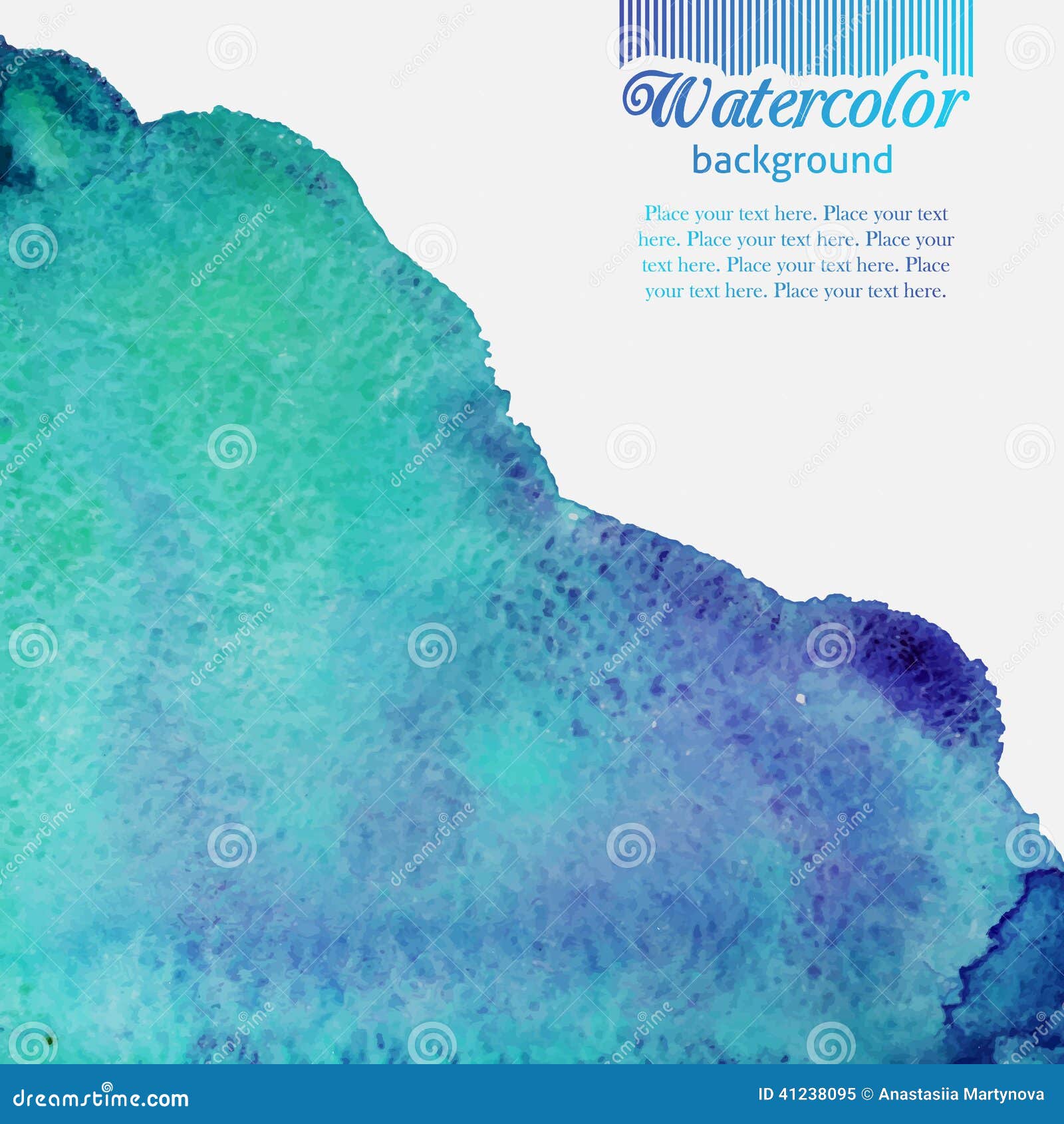 Turquoise Blue Watercolor Splashed Pattern Cartoon Vector ...