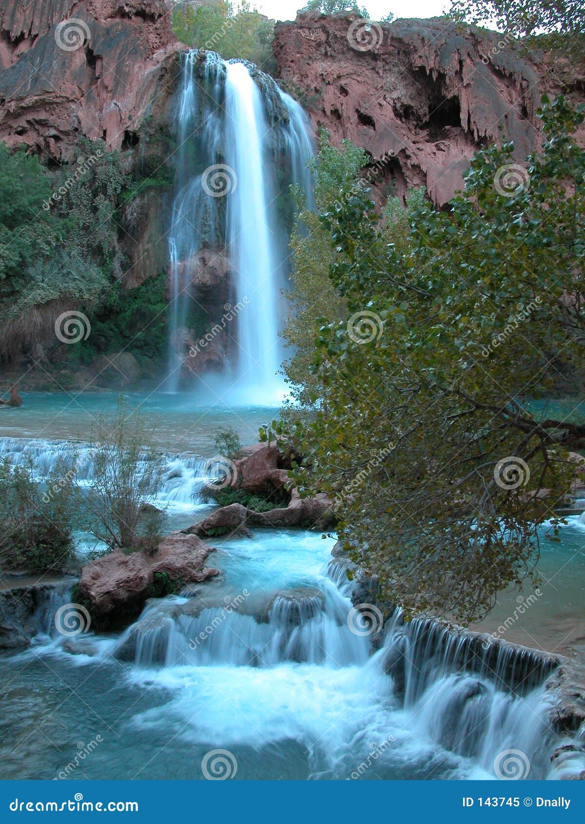 Turquoise Blue Waterfall stock image. Image of havasupai - 143745