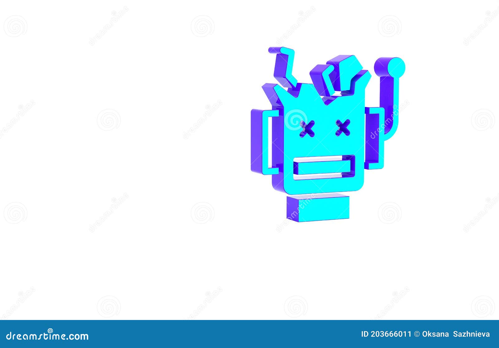 Turquoise Broken Robot Icon Isolated on White Background. Artificial ...
