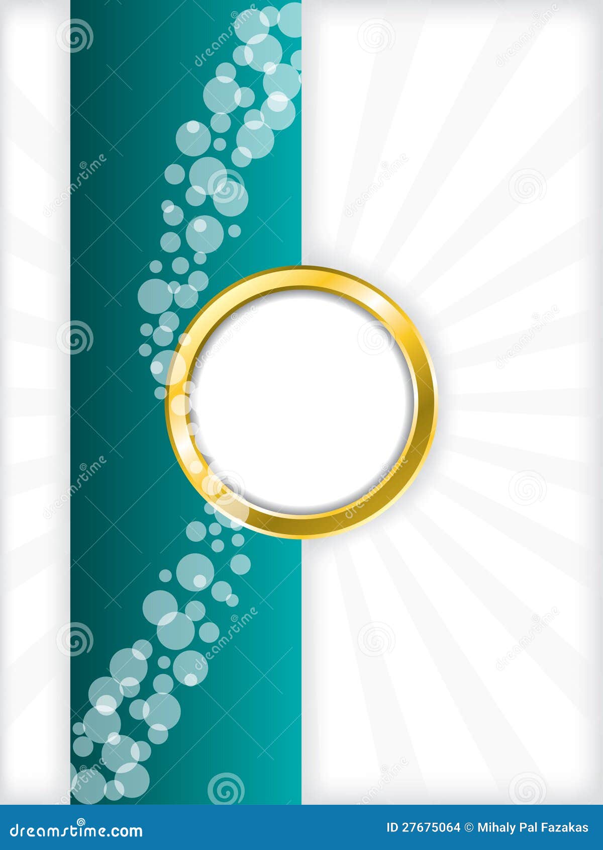 Turquoise Bubbled Brochure with Golden Ring Stock Vector - Illustration ...