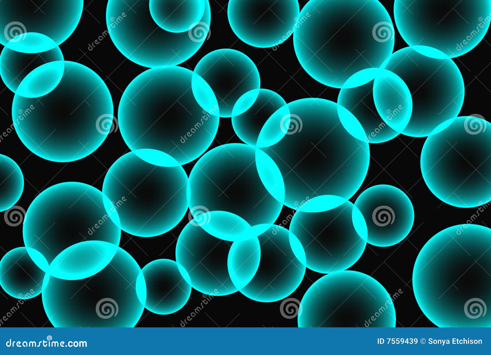 Turquoise Bubbles Splash Down At A Higher Rate. 3d Render. Blue Bubbles ...