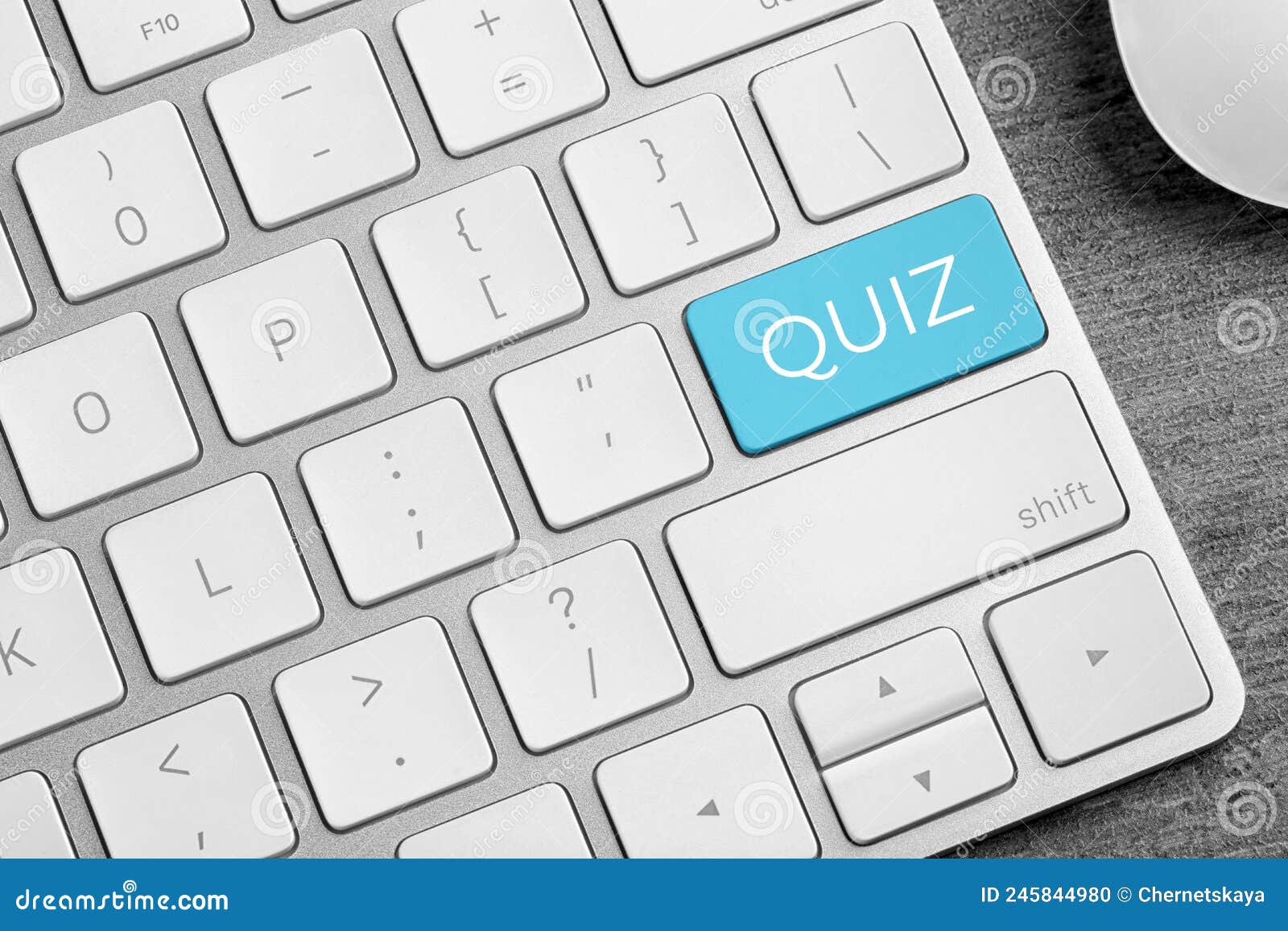 Turquoise Button with Word QUIZ on Computer Keyboard, Closeup View ...