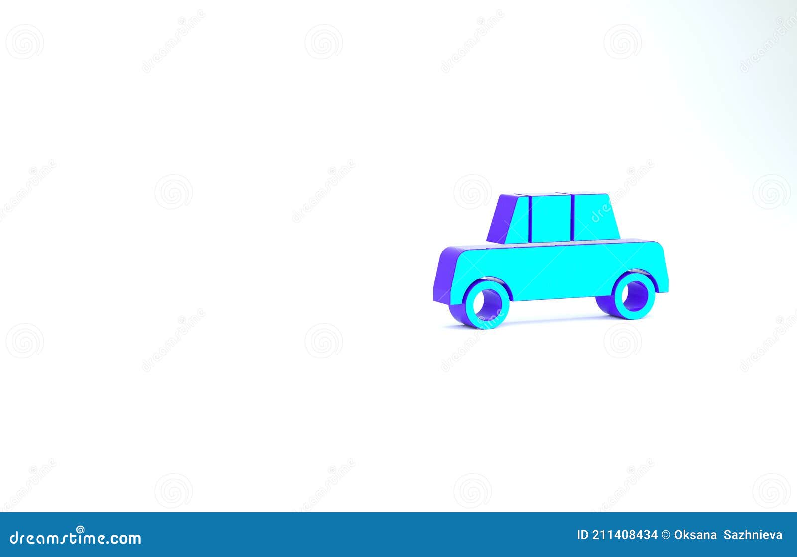 Turquoise Car Icon Isolated on White Background. Front View. Minimalism ...