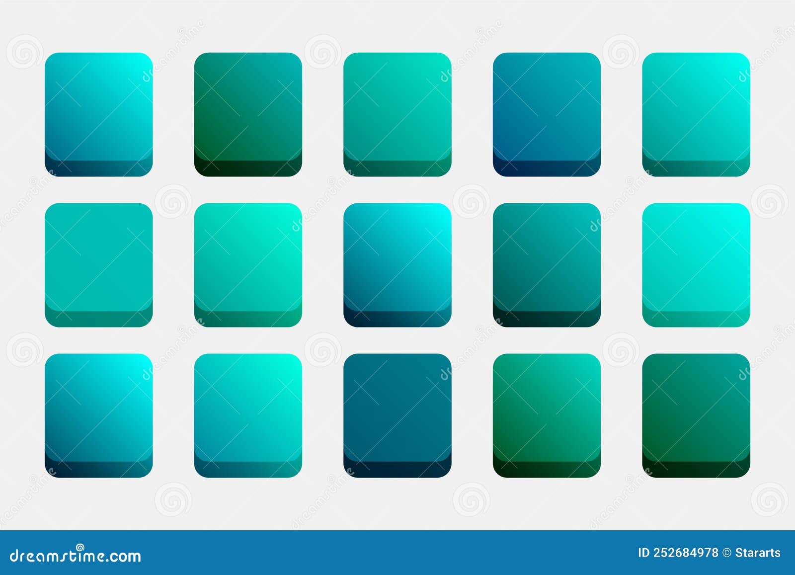 Turquoise Color Combination Gradient Set Vector Illustration Stock ...
