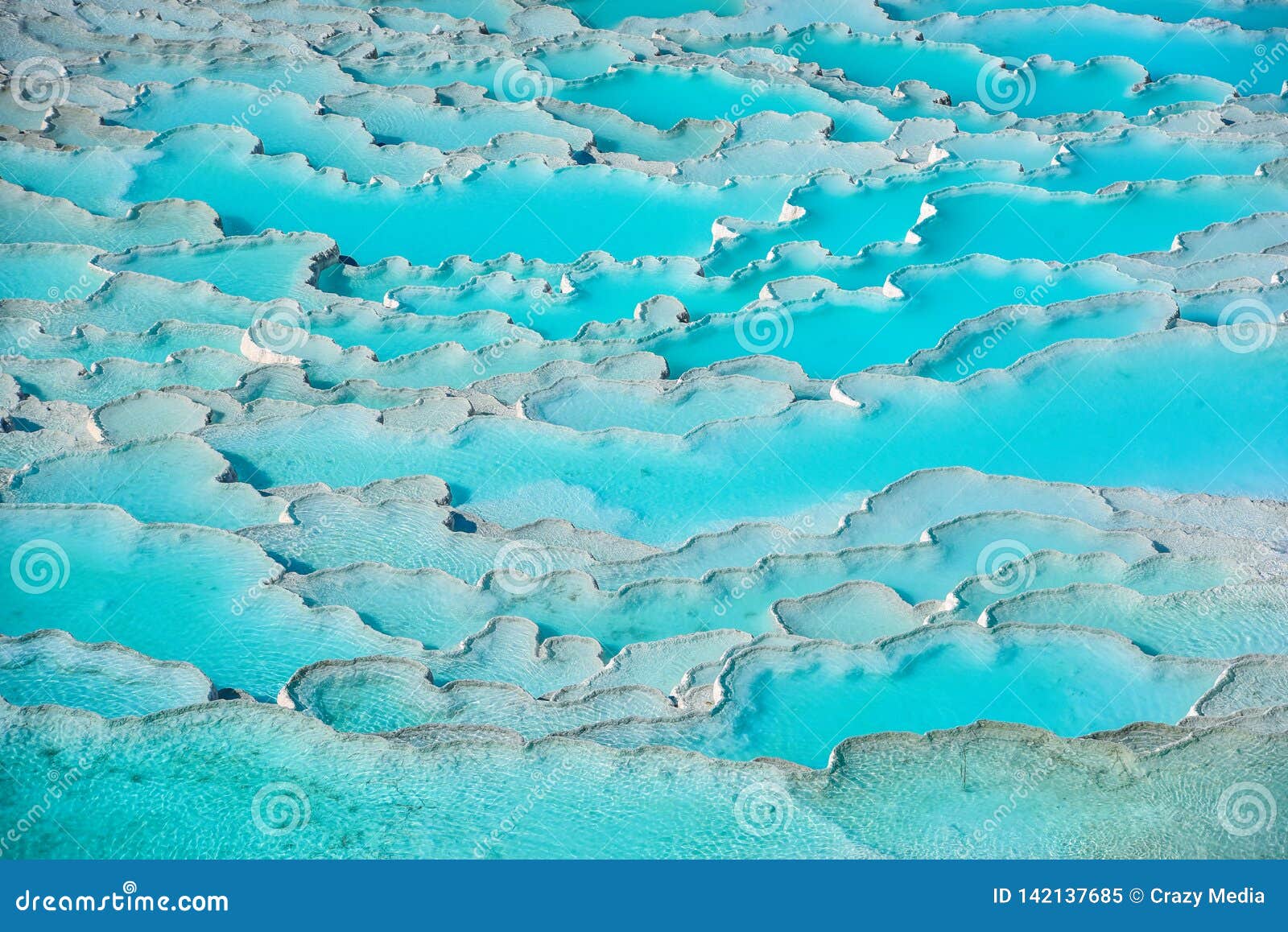 Turquoise Color Travertine Formations and Thermal Sources Stock Image ...
