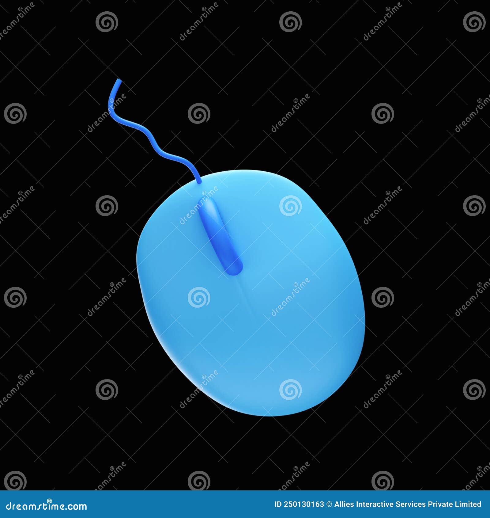 Turquoise Computer Mouse 3D Icon Against Black Stock Illustration ...