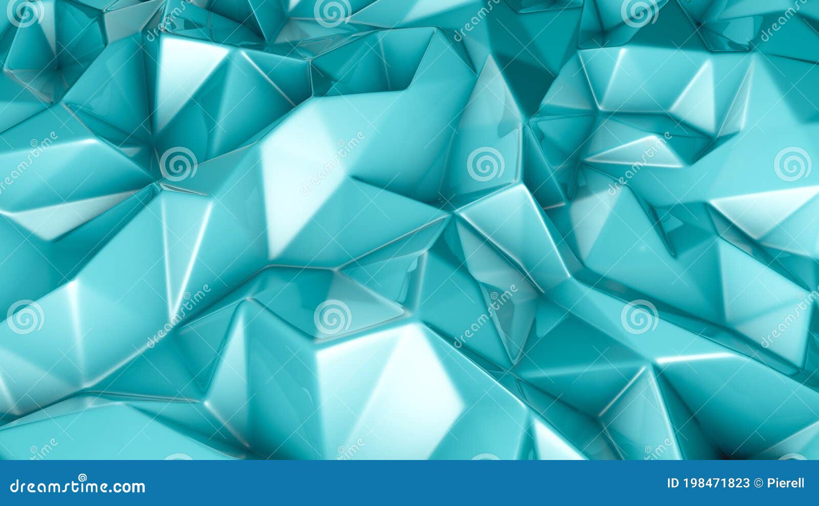 Turquoise Crystal Background with Triangles. 3d Illustration, 3d ...