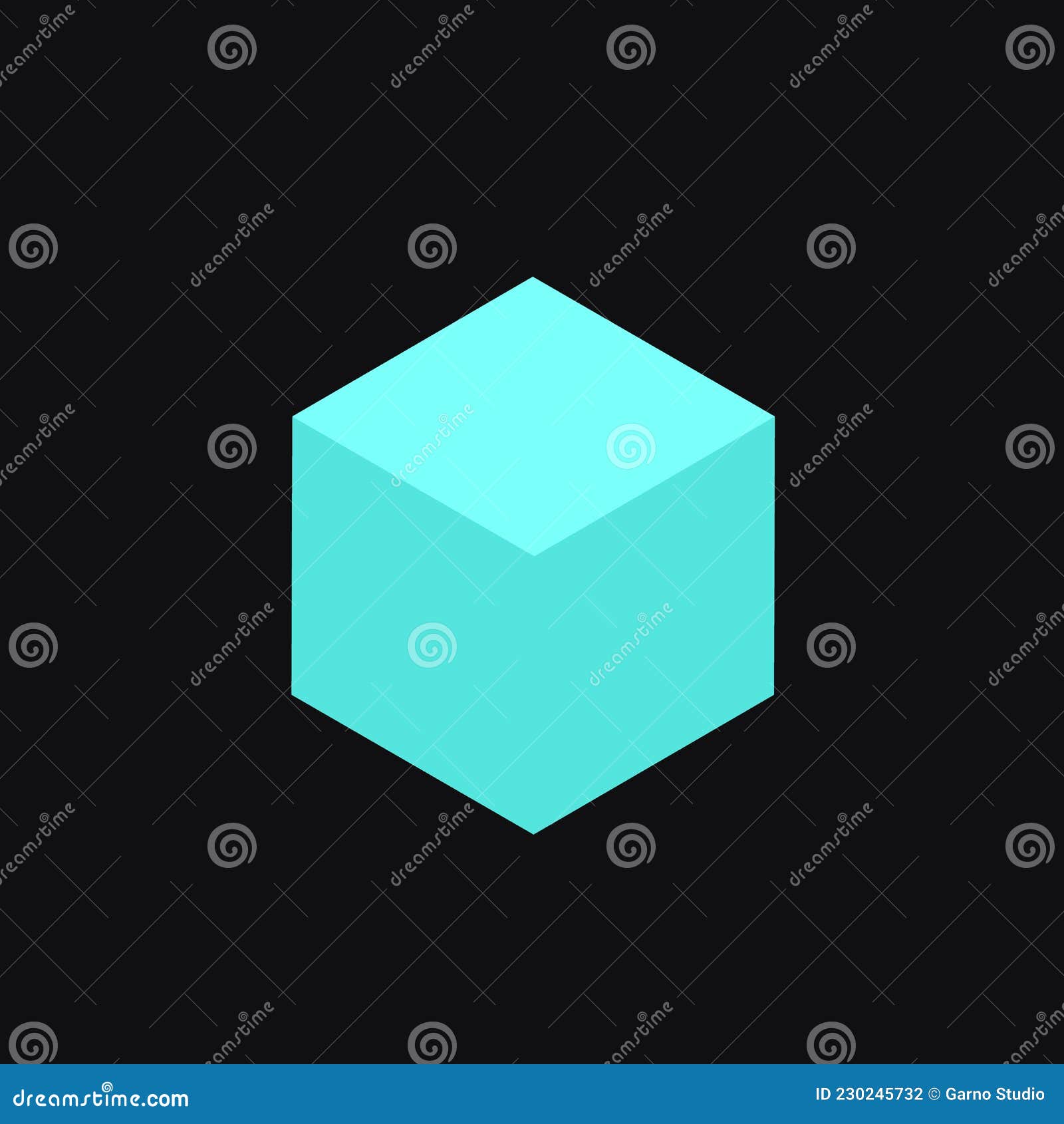 Turquoise 3D Cube on Black Background. Simple Elegant Isolated Element ...
