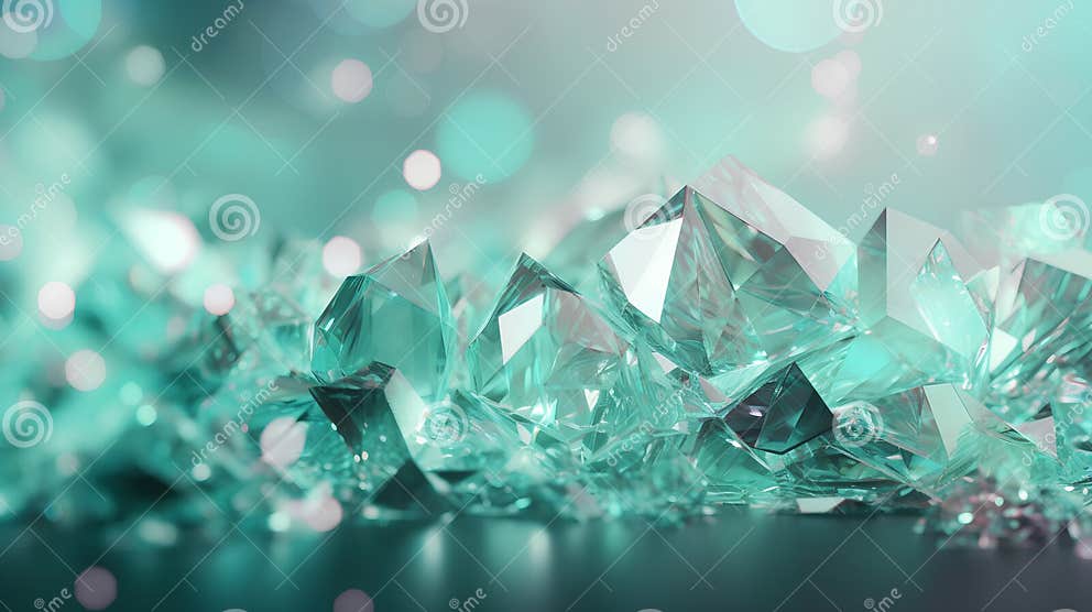 Turquoise Diamonds with Bokeh Effect, 3D Rendering Stock Illustration ...