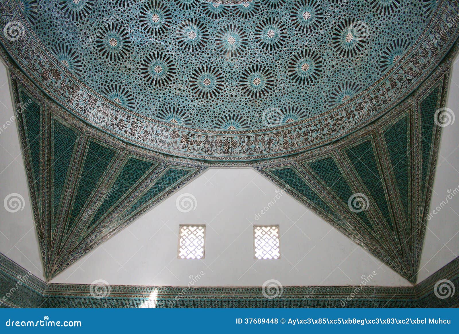 Turquoise Dome stock photo. Image of arabic, mosaic, flower - 37689448