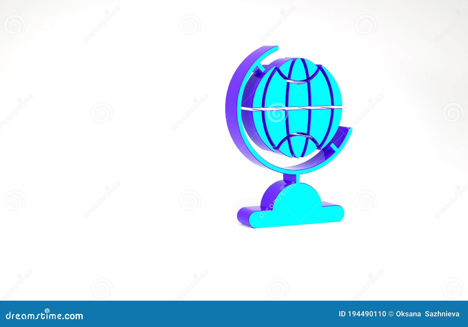 Turquoise Earth Globe Icon Isolated on White Background. Minimalism ...