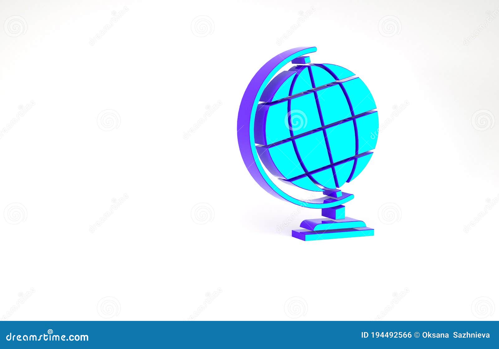 Turquoise Earth Globe Icon Isolated on White Background. Minimalism ...